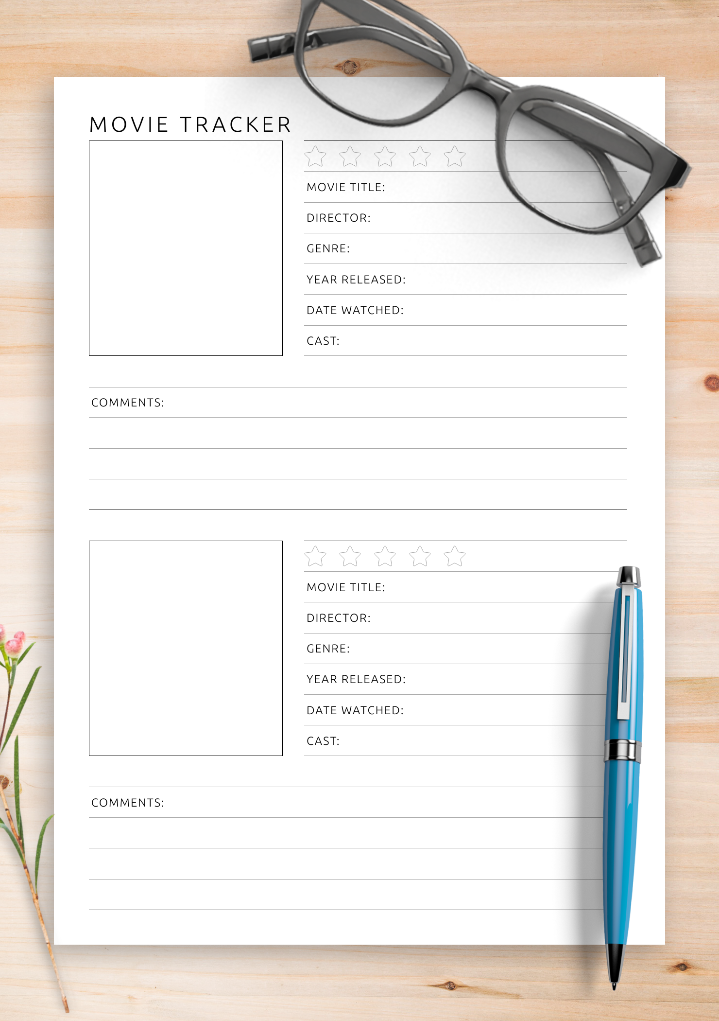 Download Printable Classic Movie Tracker Template PDF