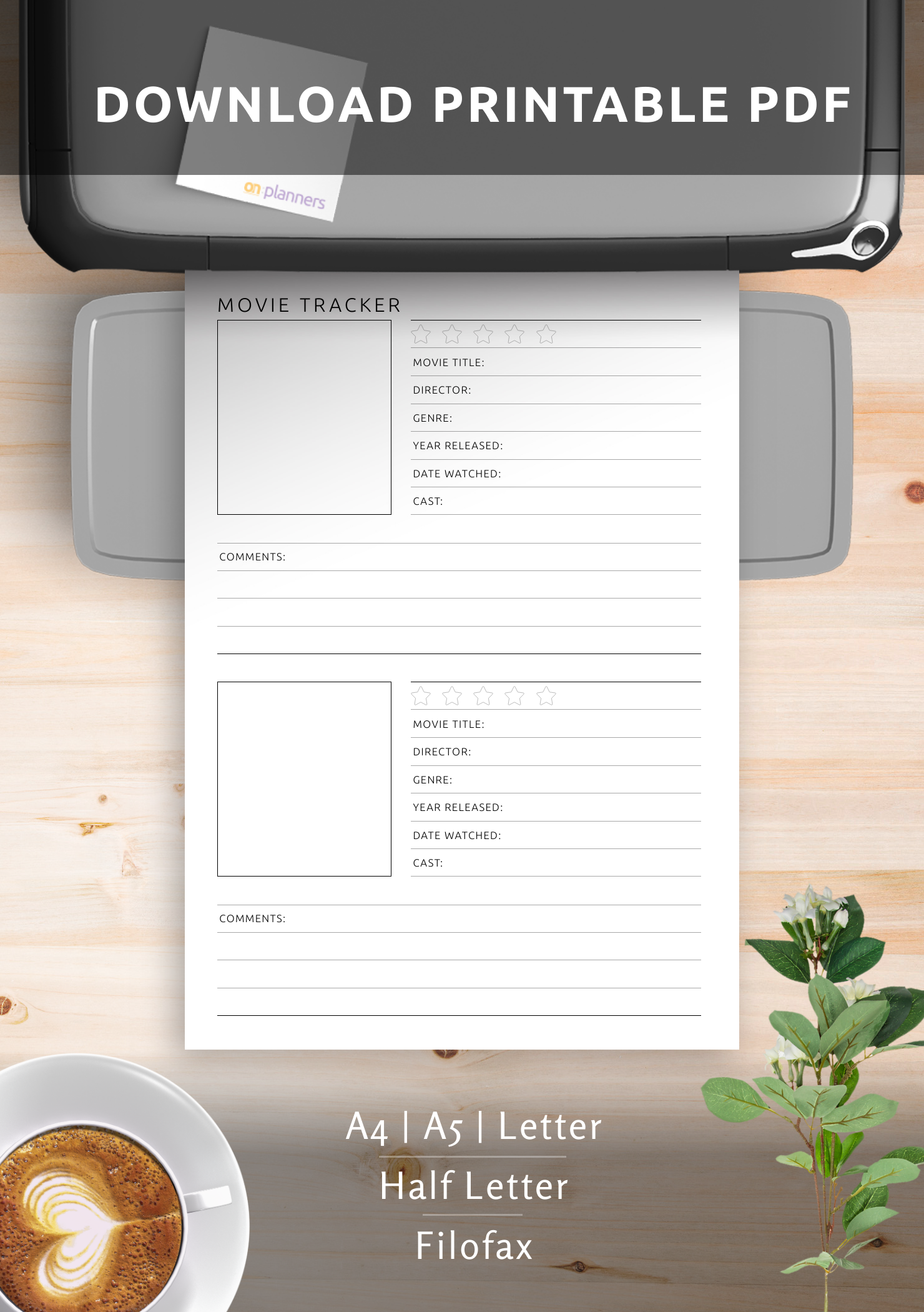 Download Printable Classic Movie Tracker Template PDF