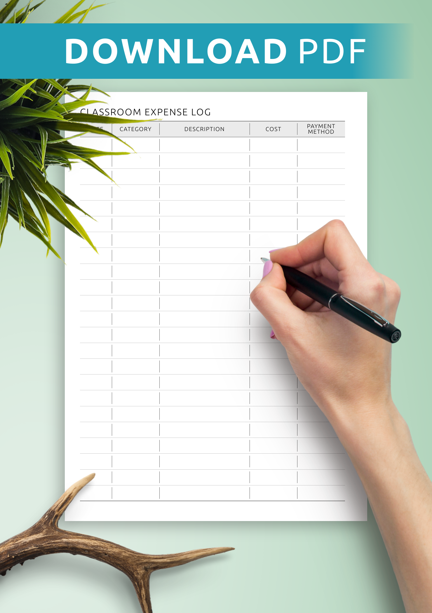 Download Printable Classroom Expense Log PDF