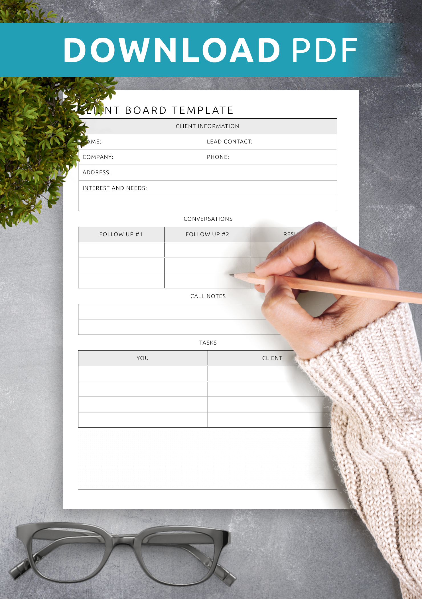 Download Printable Client Board Template PDF
