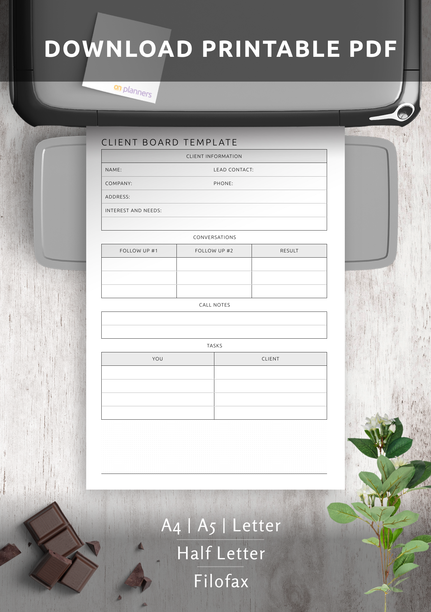Download Printable Client Board Template PDF