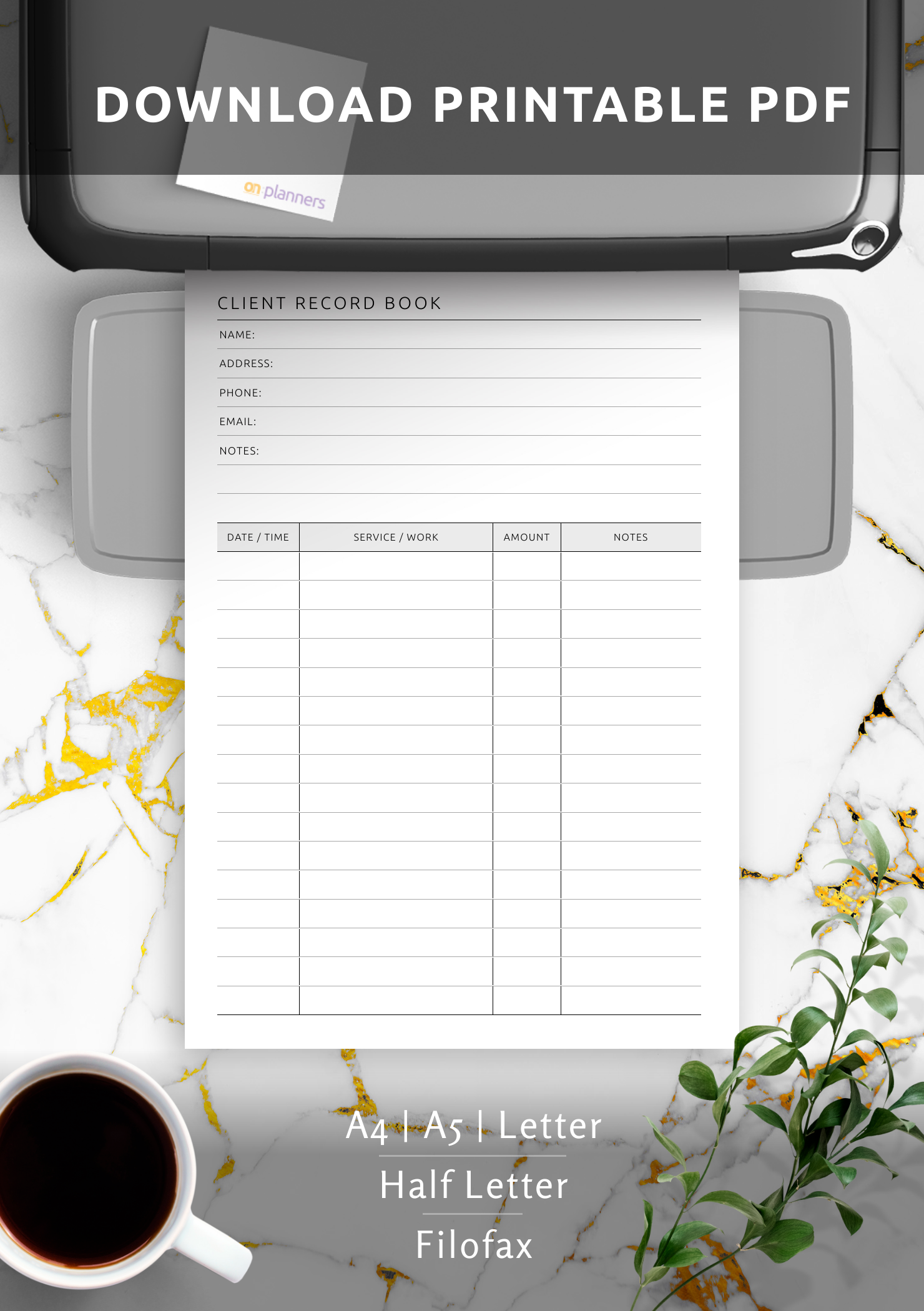 Download Printable Client Record Book Template PDF