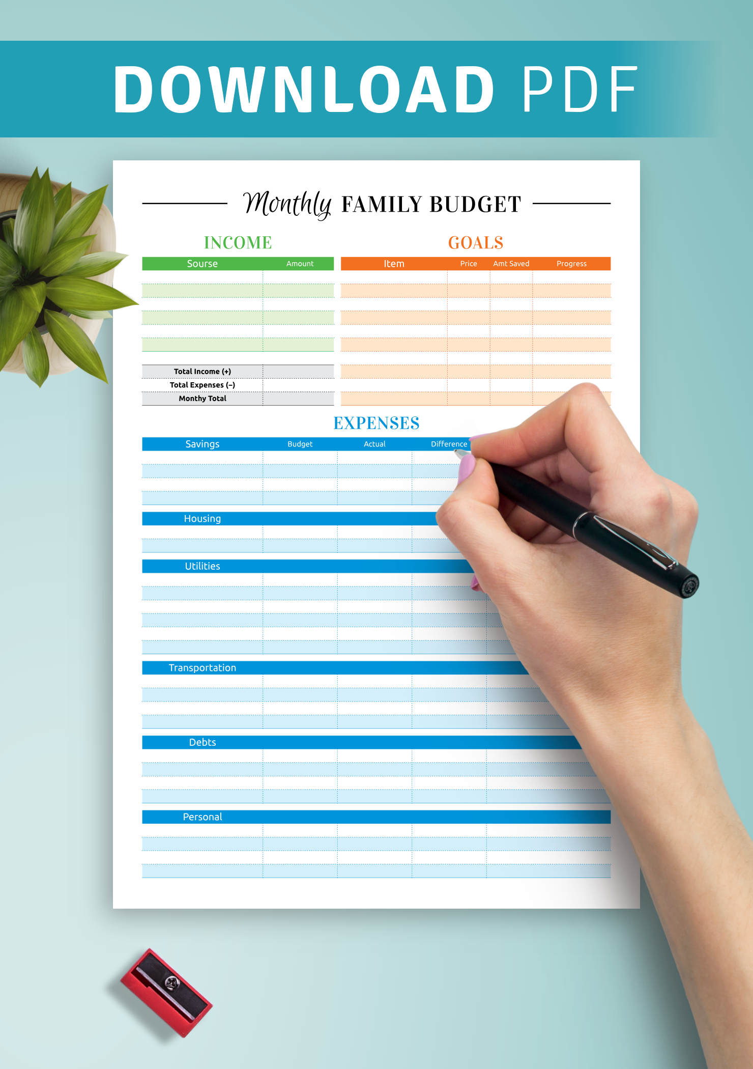 Family Budget Template PDF – Manage Household Finances Easily