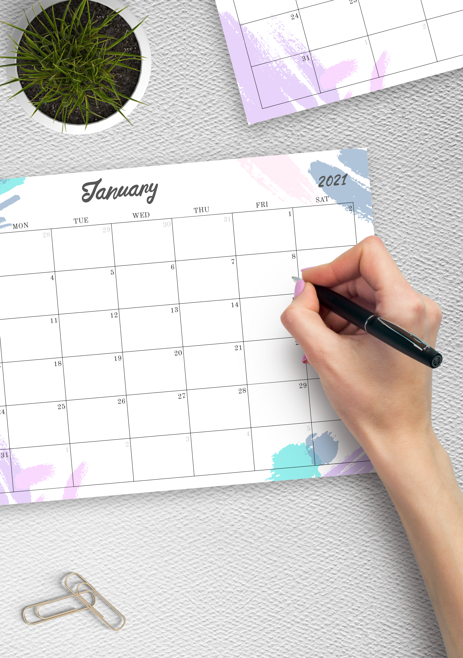 Download Printable Colored Monthly Calendar PDF