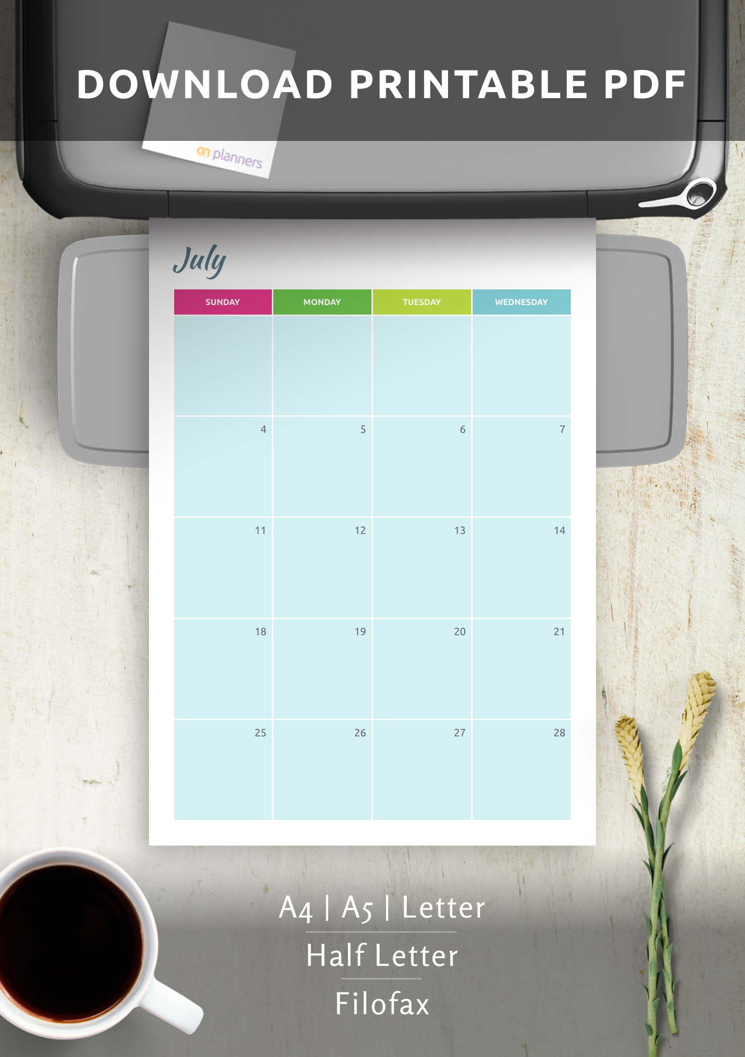 Download Printable Colorful Monthly Calendar PDF