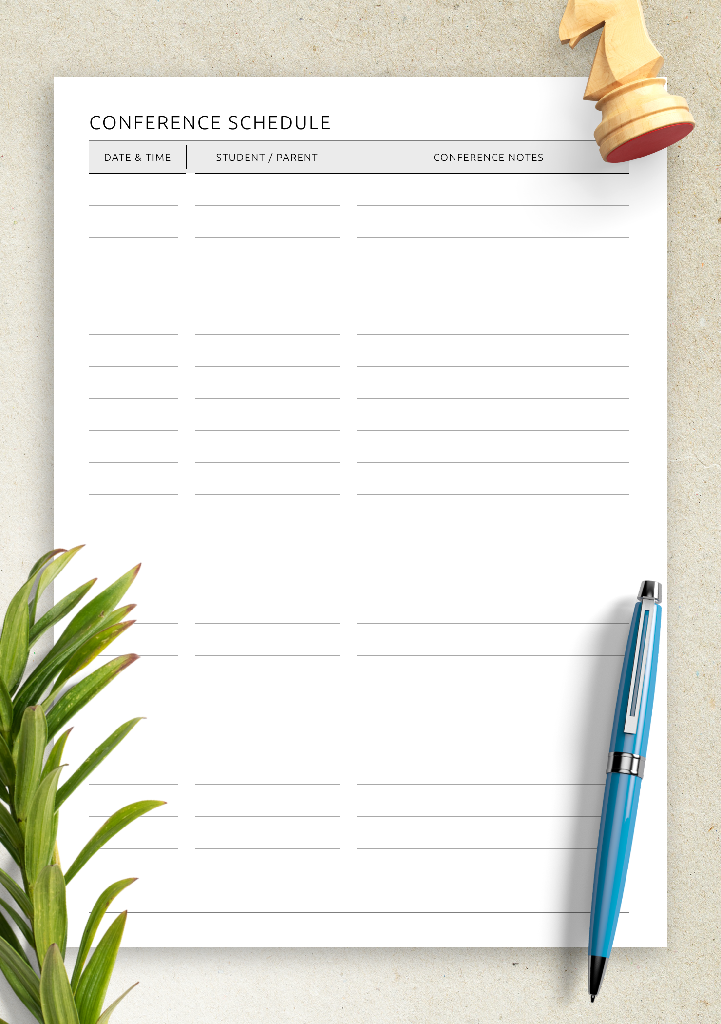 Download Printable Conference Schedule Template PDF