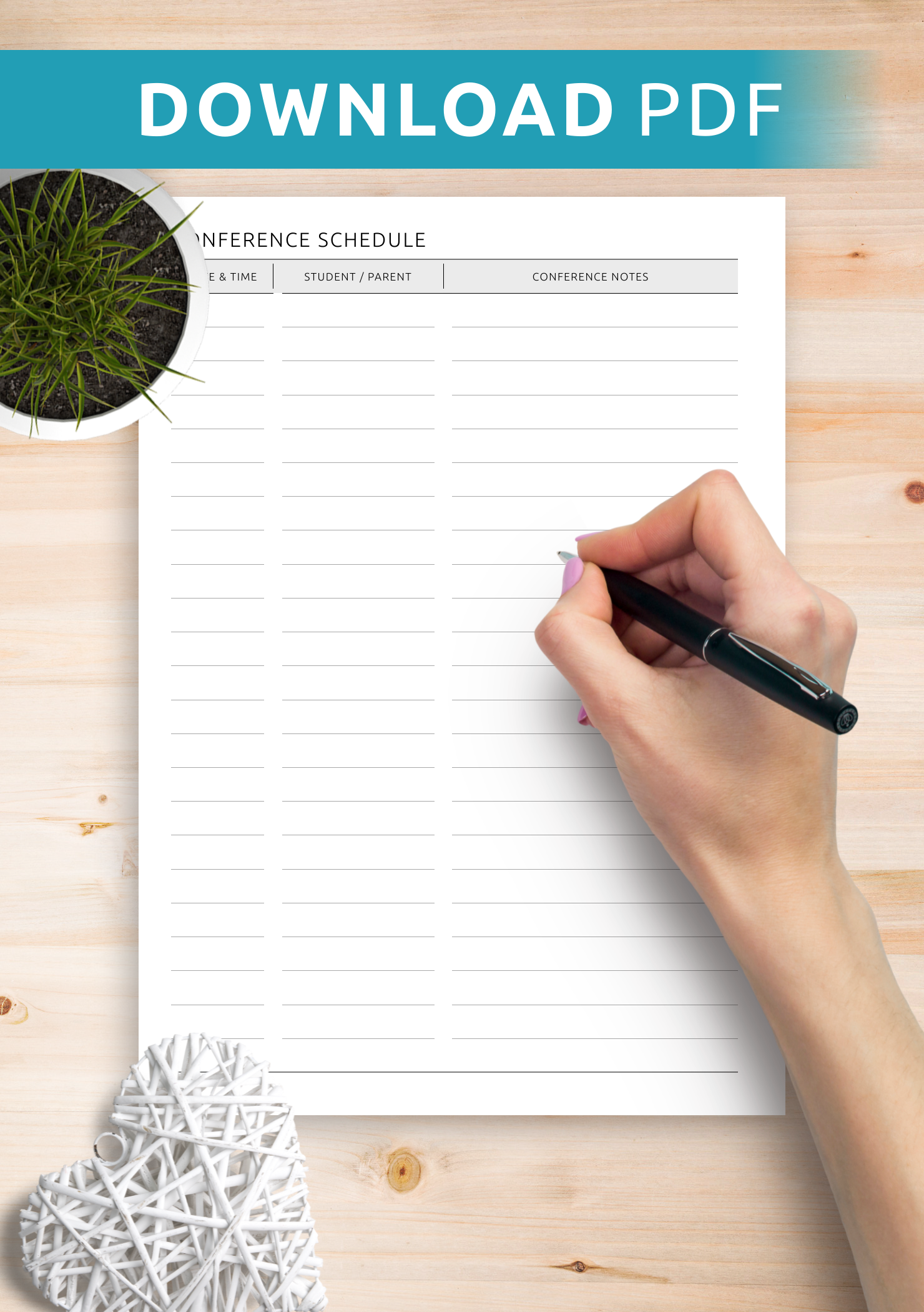 Download Printable Conference Schedule Template PDF