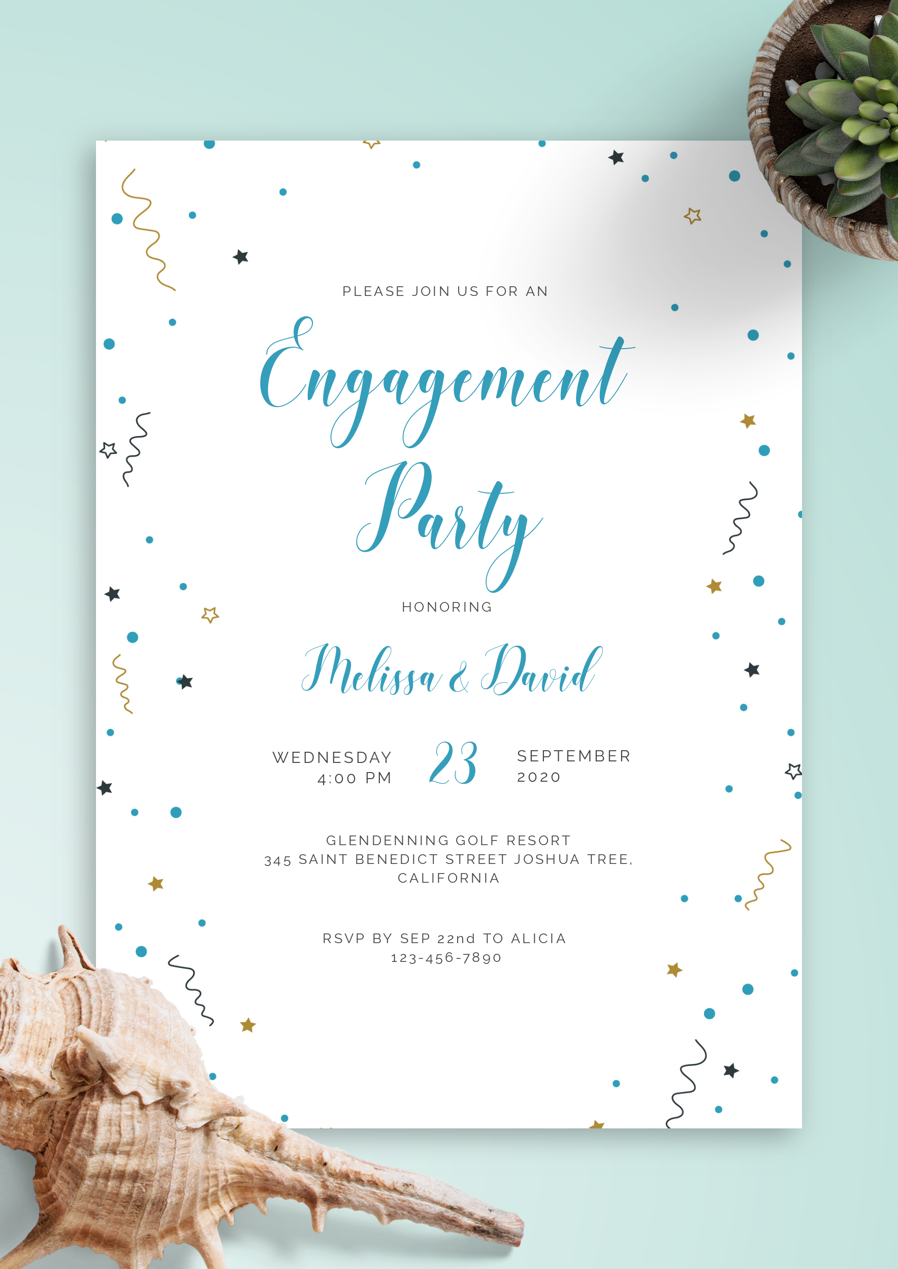 Download Printable Confetti Engagement Party Invitation PDF