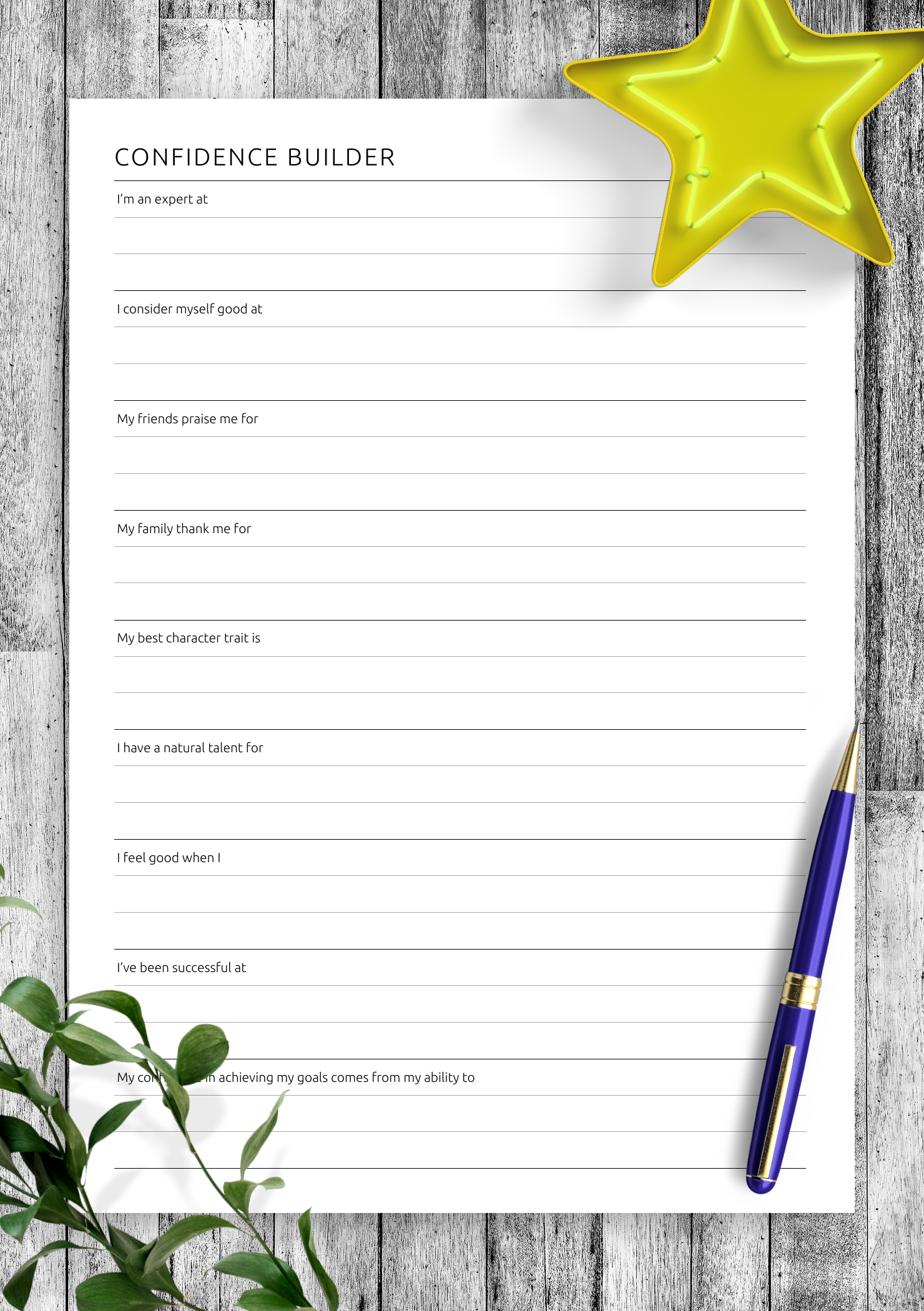 Download Printable Confidence Builder PDF
