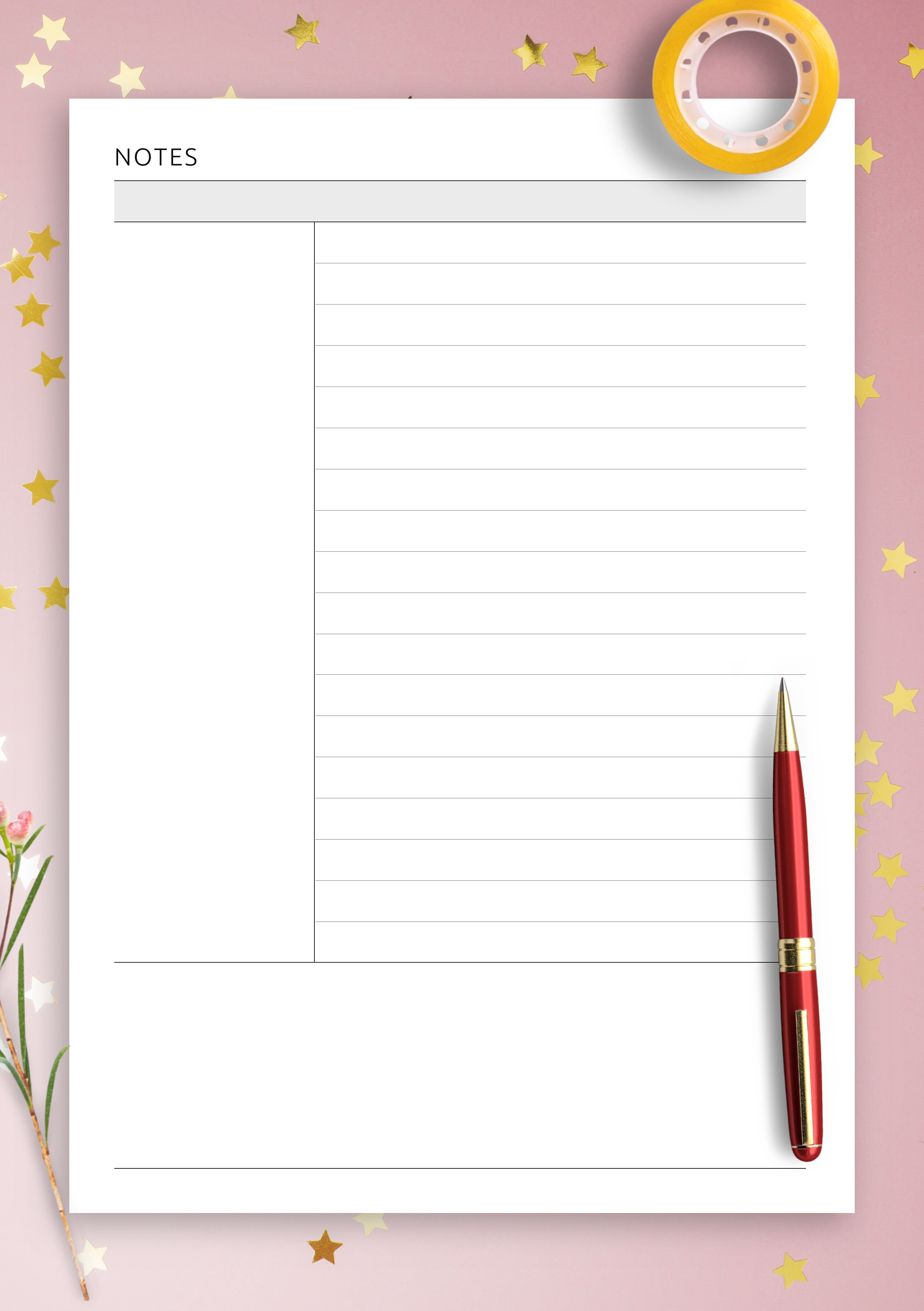 Download Printable Cornell Notes Ruled Template PDF