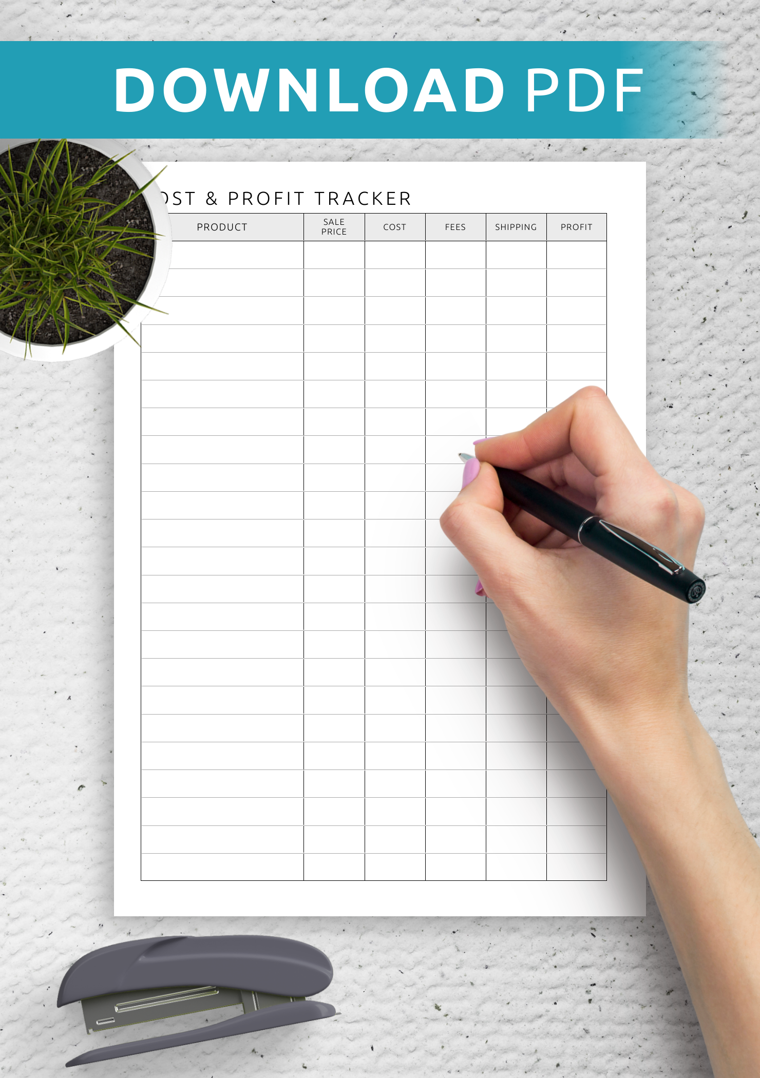 Download Printable Cost & Profit Tracker Template PDF