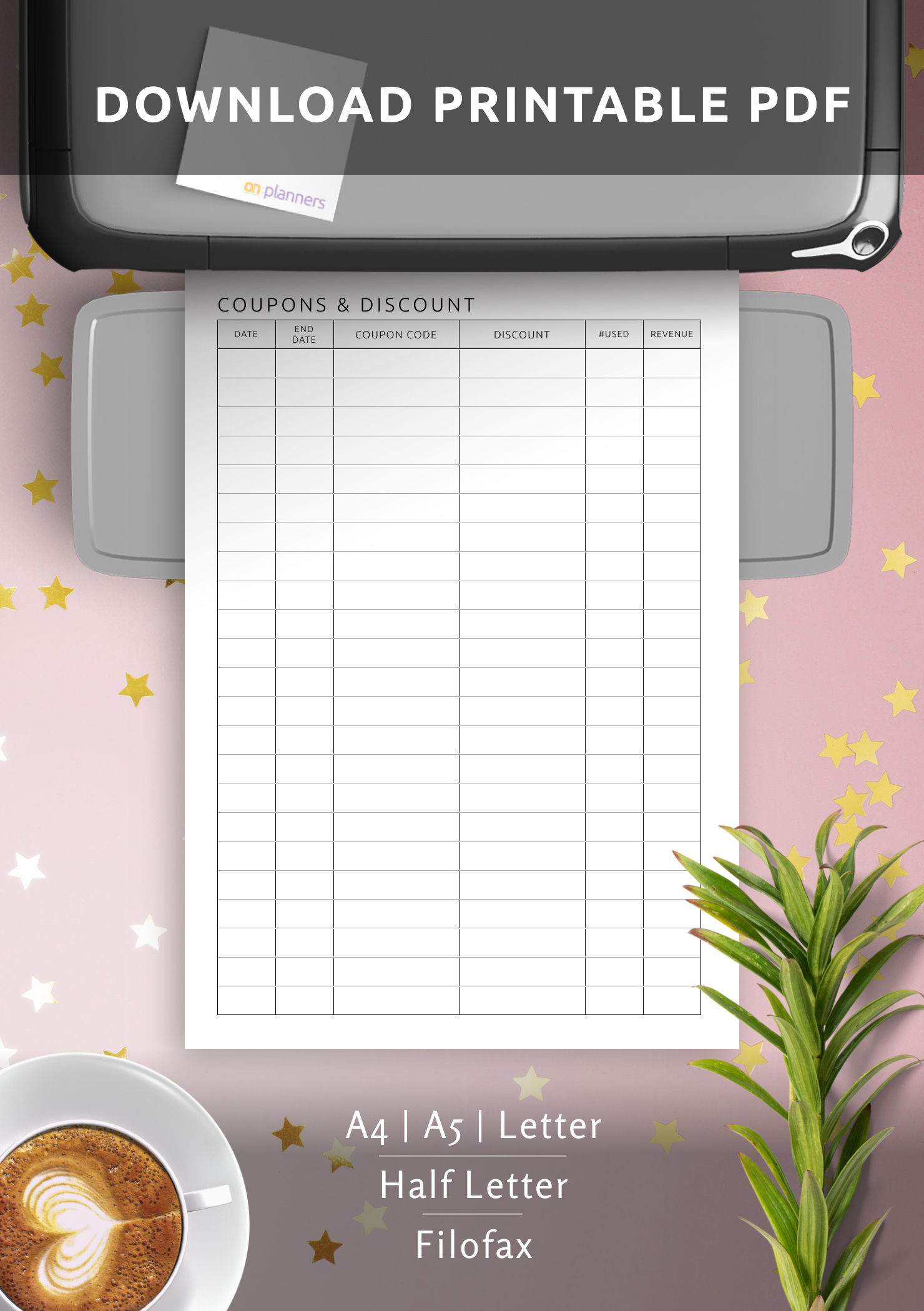 Download Printable Coupons & Discount Tracker PDF