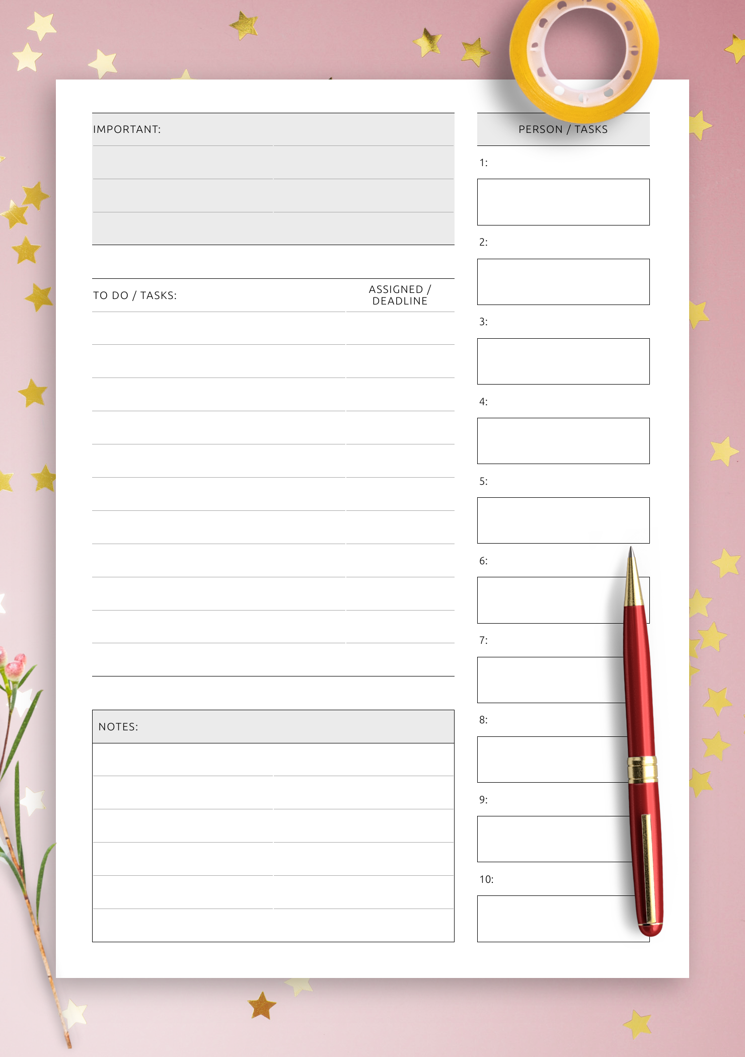 Download Printable Current Tasks PDF