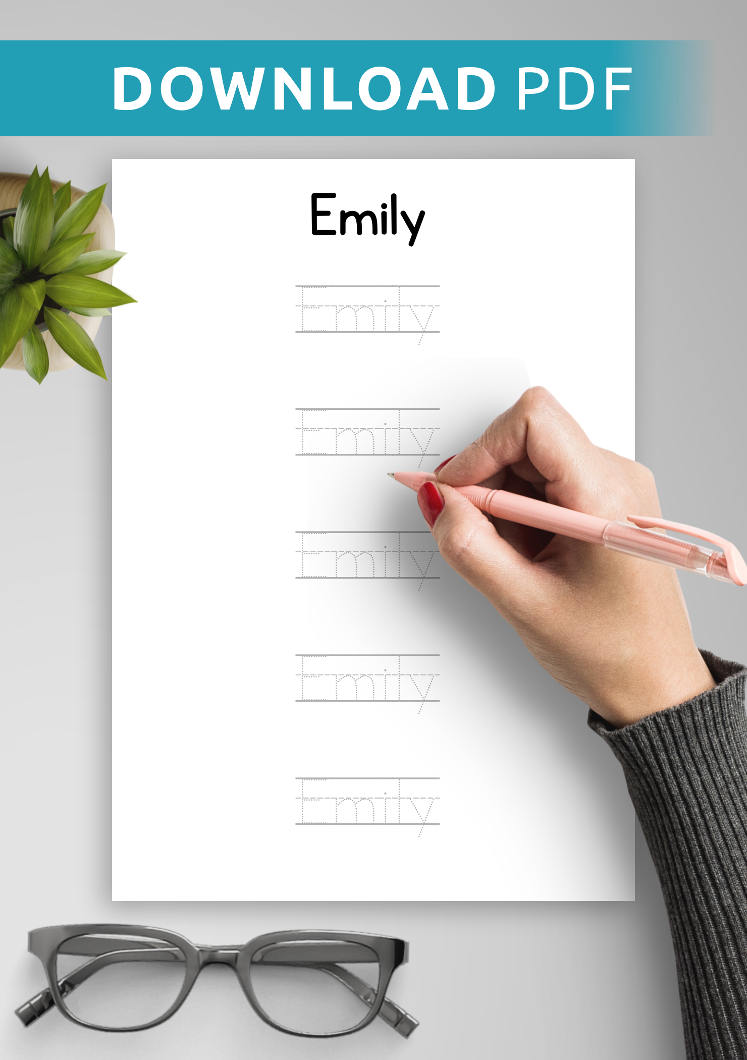 Download Customizable Name Tracing Templates for Kids Printable PDF