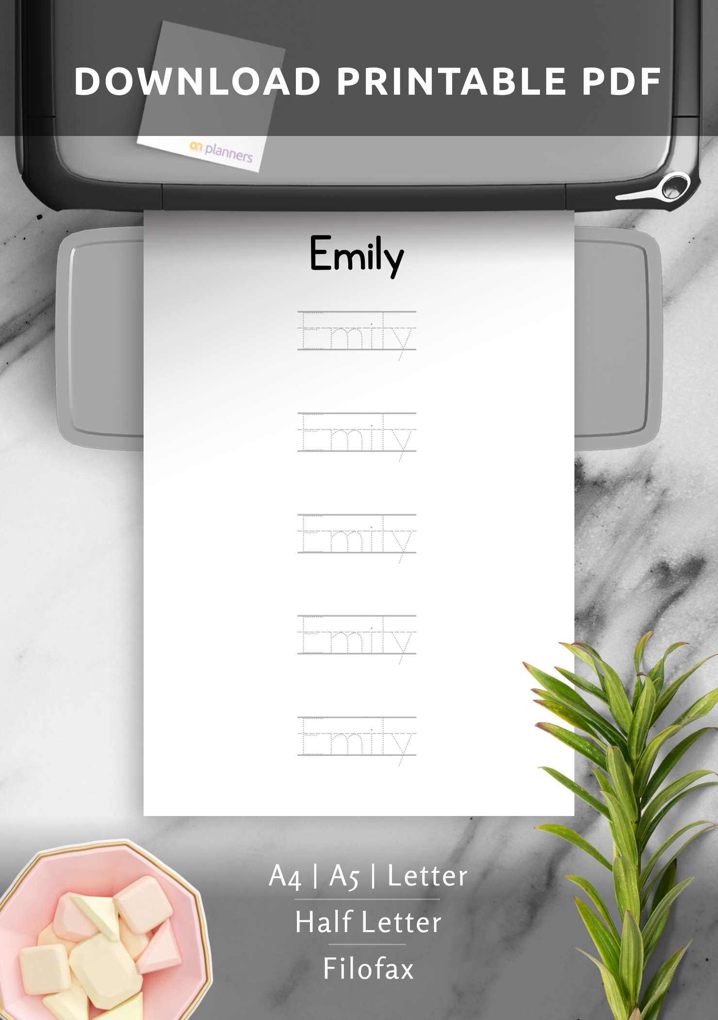 Download Customizable Name Tracing Templates for Kids Printable PDF