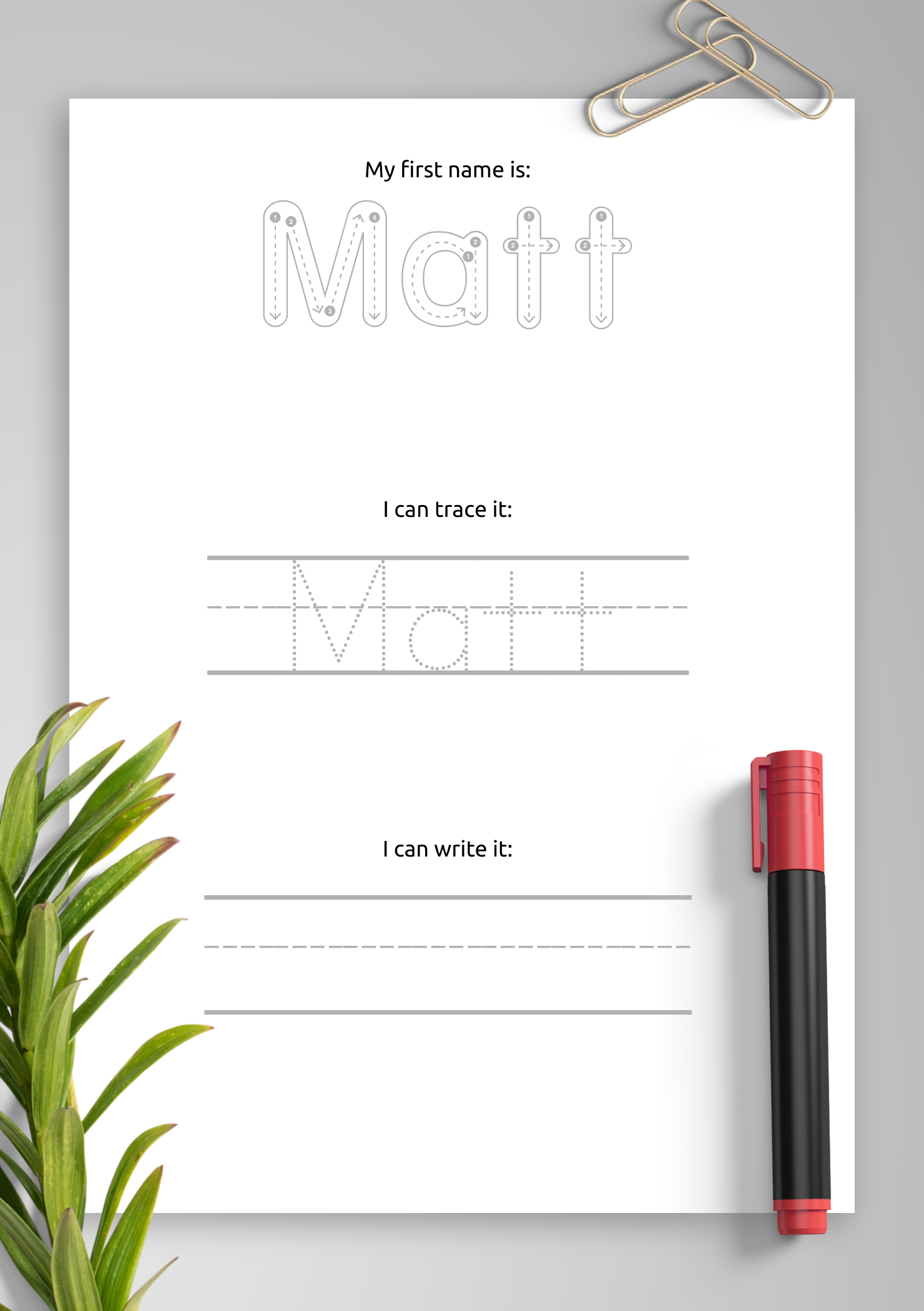 Download Custom Name Tracing Templates for Kids Printable PDF
