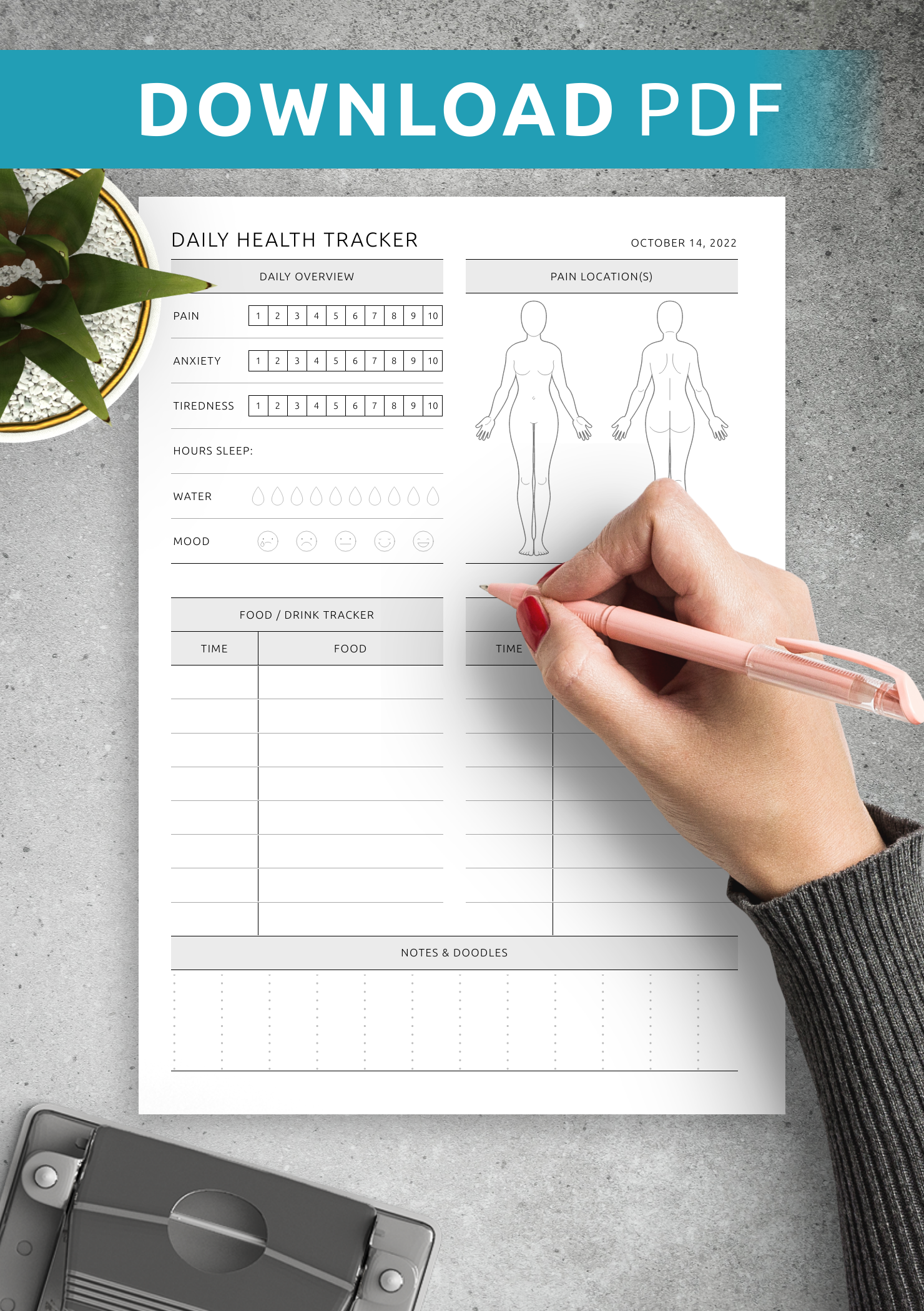 Download Printable Daily Health Tracker - Female PDF