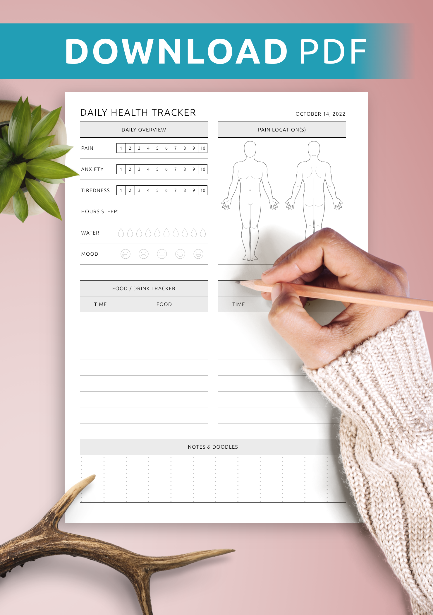 Download Printable Daily Health Tracker - Male PDF