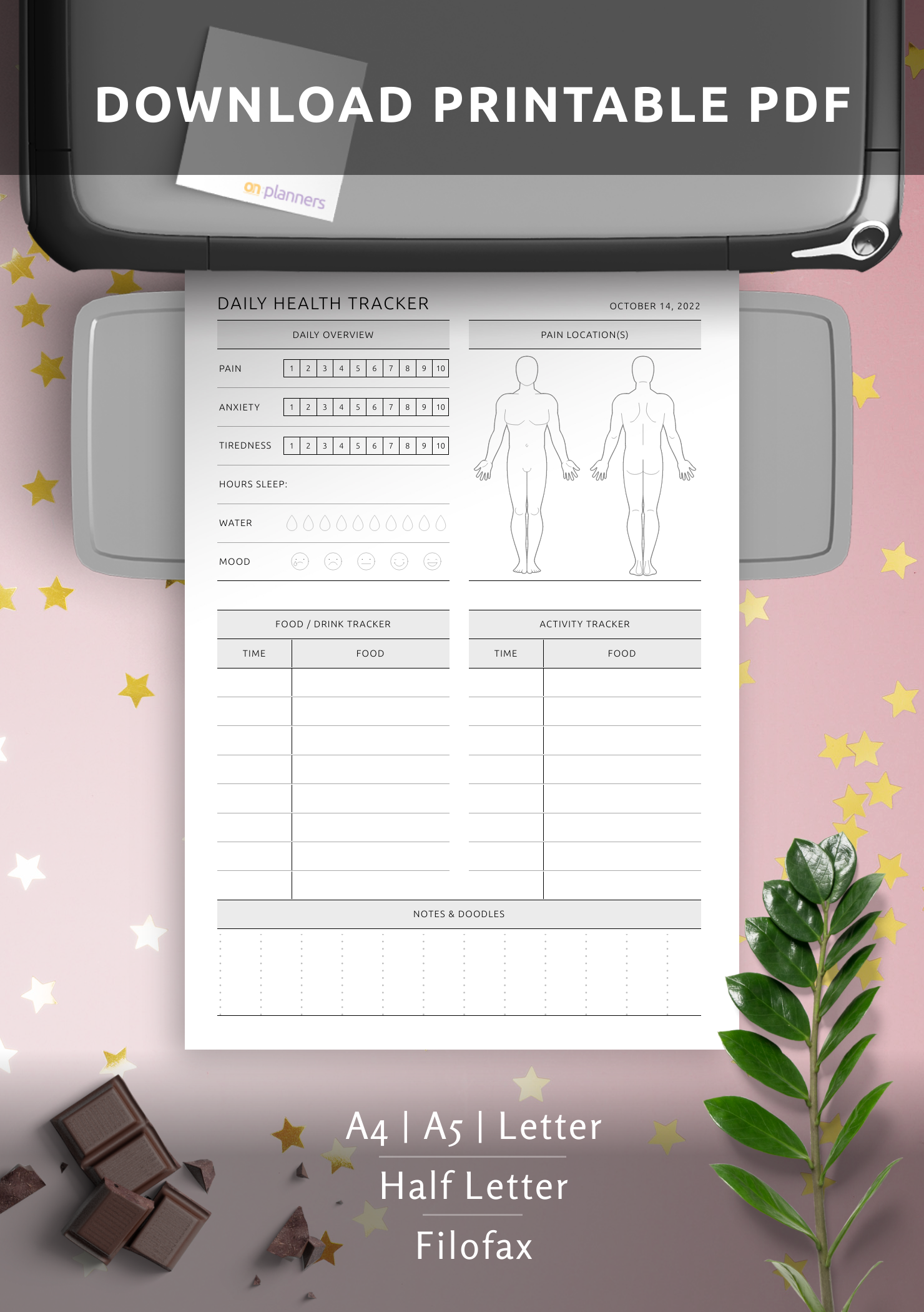 Download Printable Daily Health Tracker - Male PDF