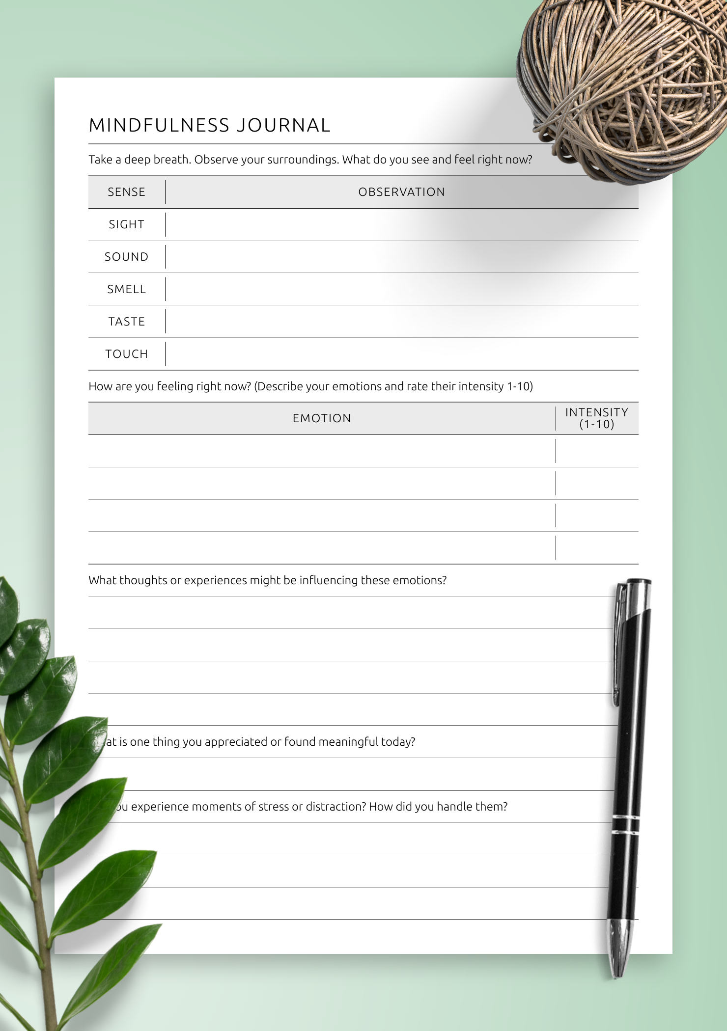 Daily Mindfulness Journal – Guided Prompts for Calm & Clarity