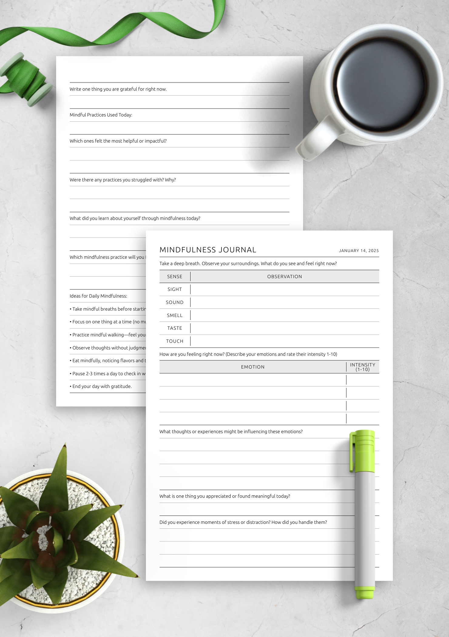 Daily Mindfulness Journal – Guided Prompts for Calm & Clarity