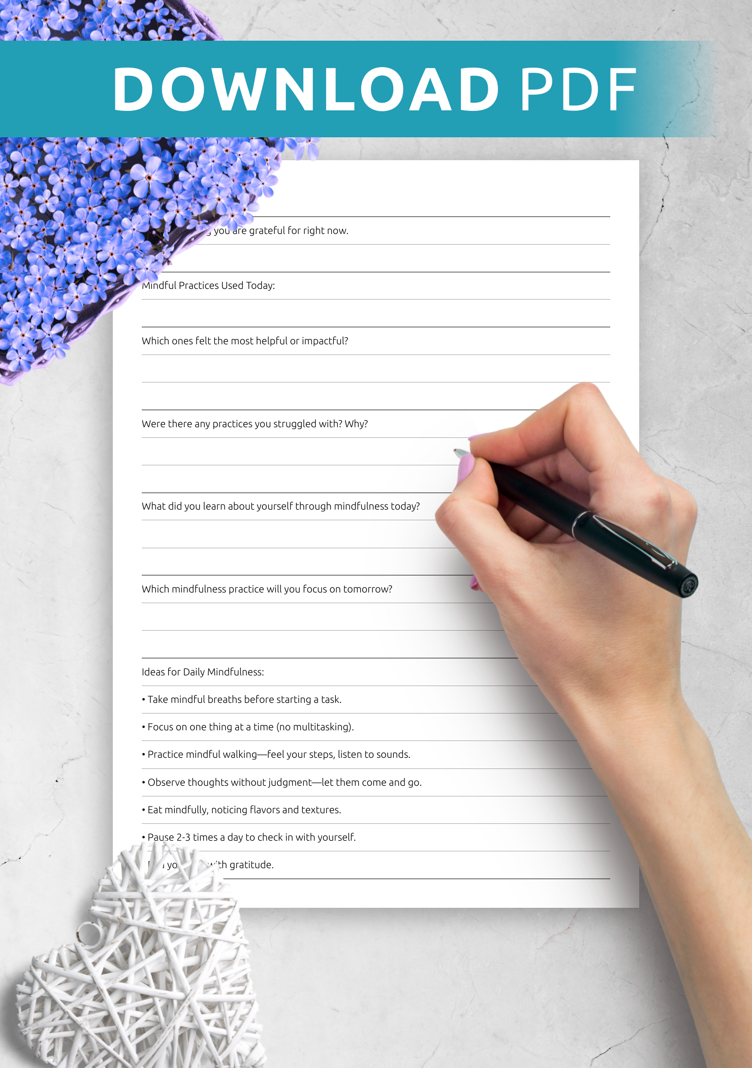Daily Mindfulness Journal – Guided Prompts for Calm & Clarity