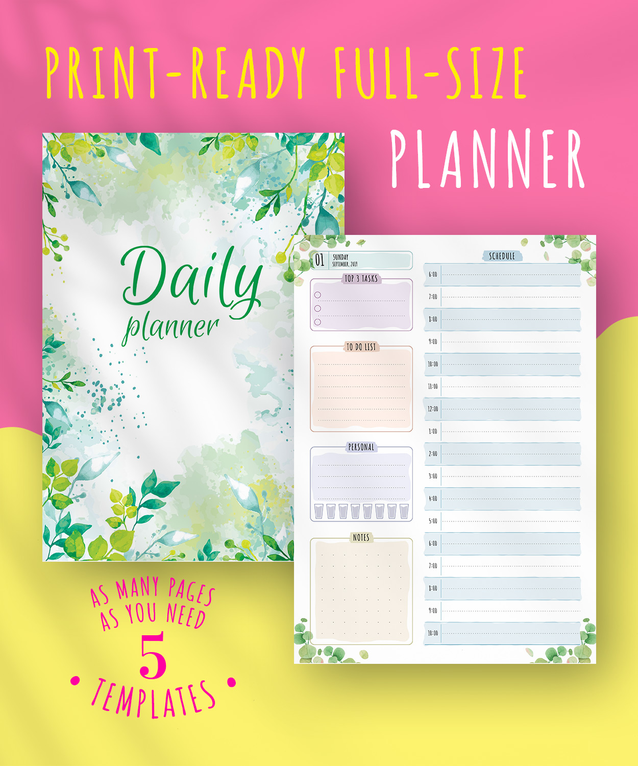 Download Printable Daily Planner - Floral Style PDF