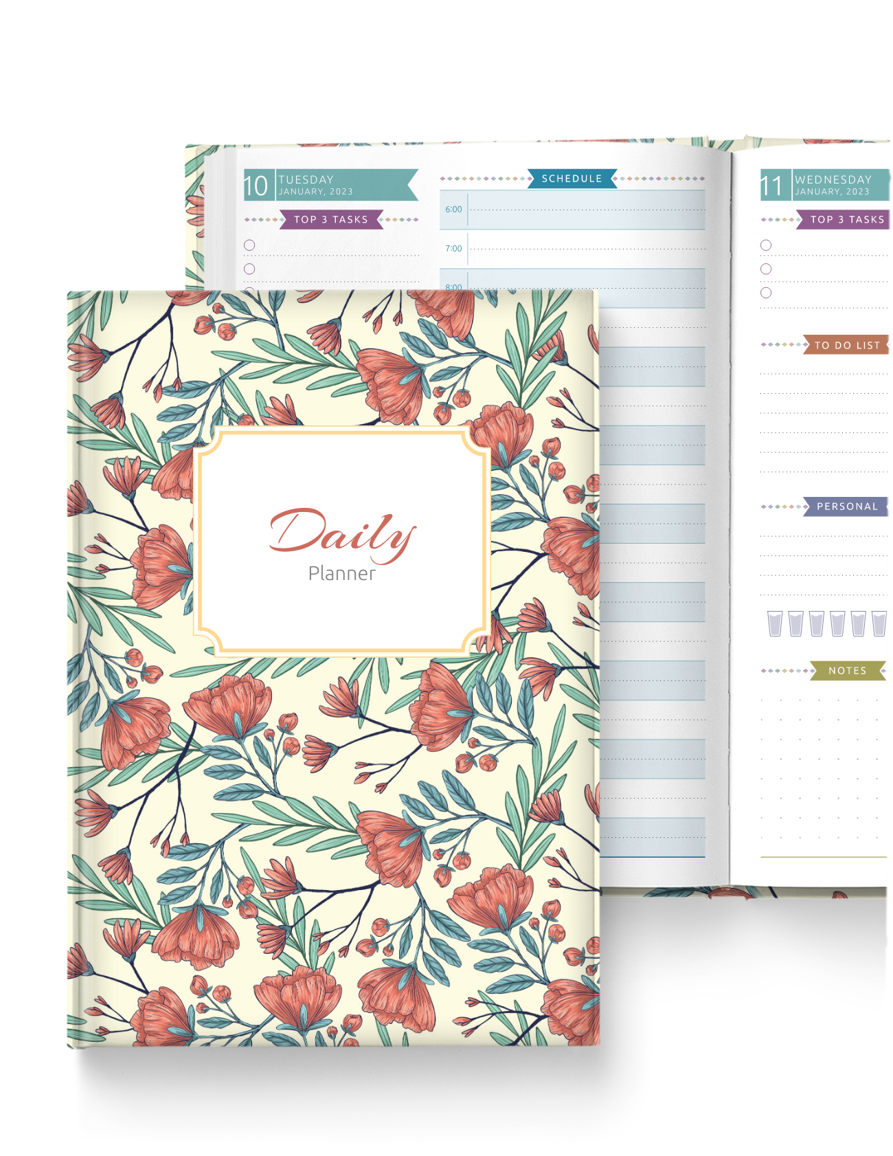 Daily Planner Hardcover with Customizable Cover