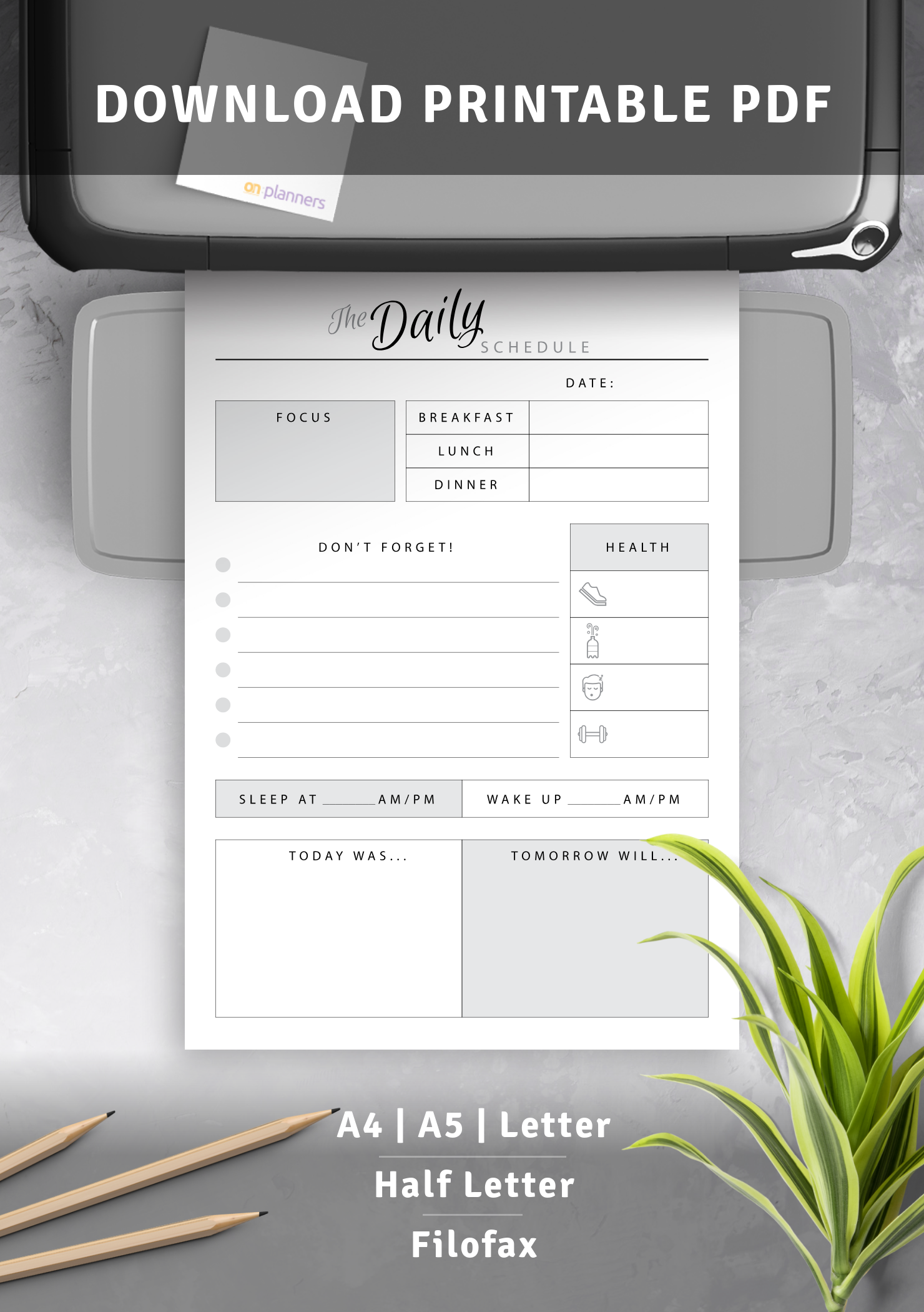 Download Printable The Daily Schedule with Health section PDF