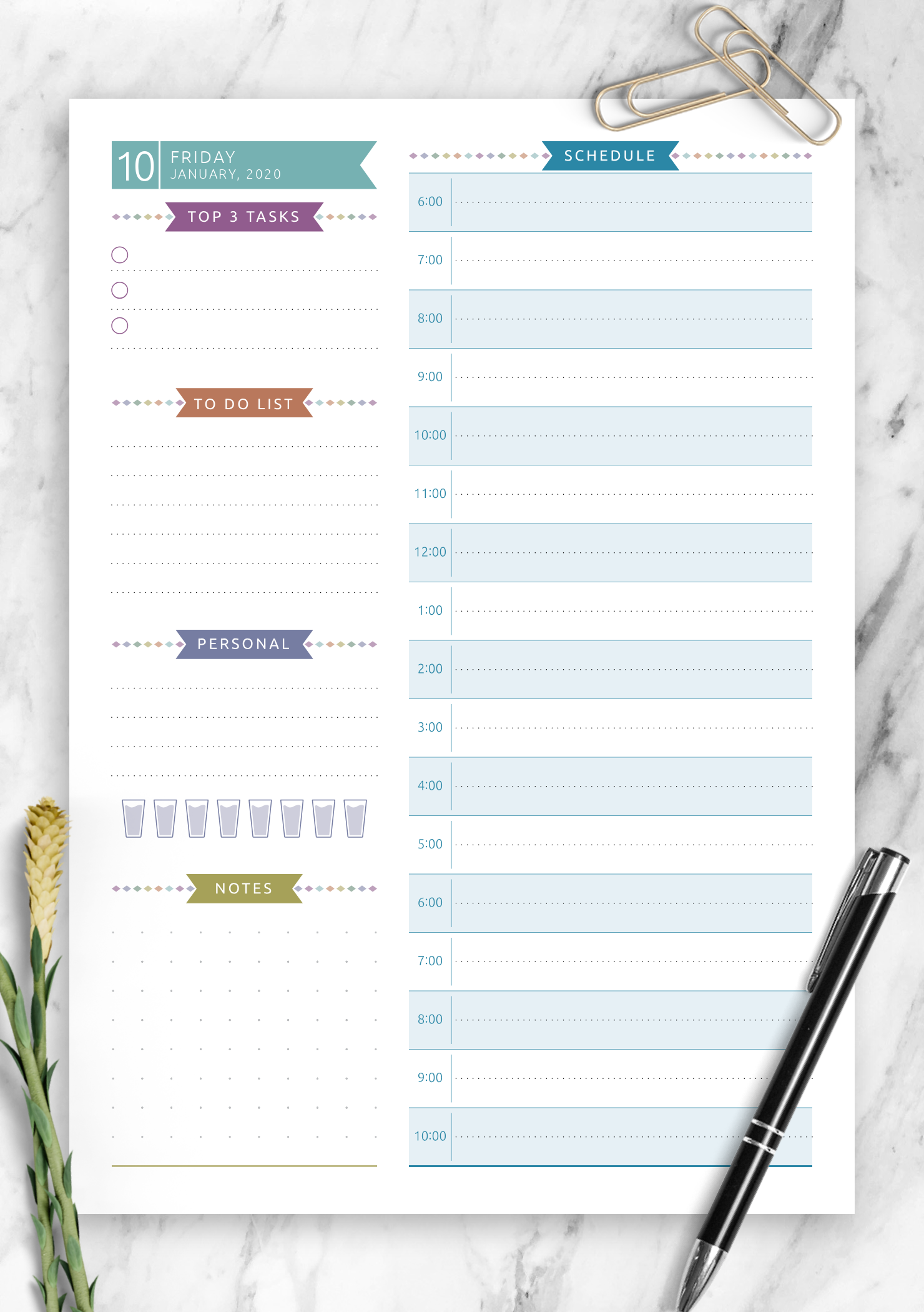 Download Printable Dated Daily Planner - Casual Style PDF