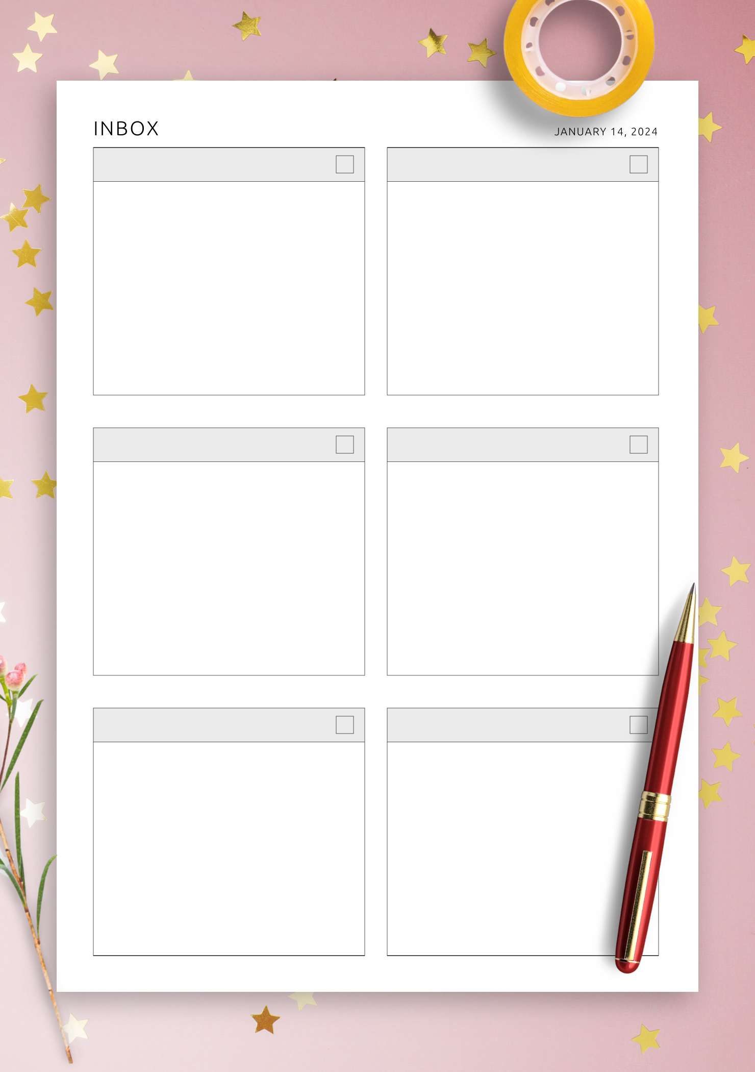 Get Dated Inbox Template - Printable or Digital PDF