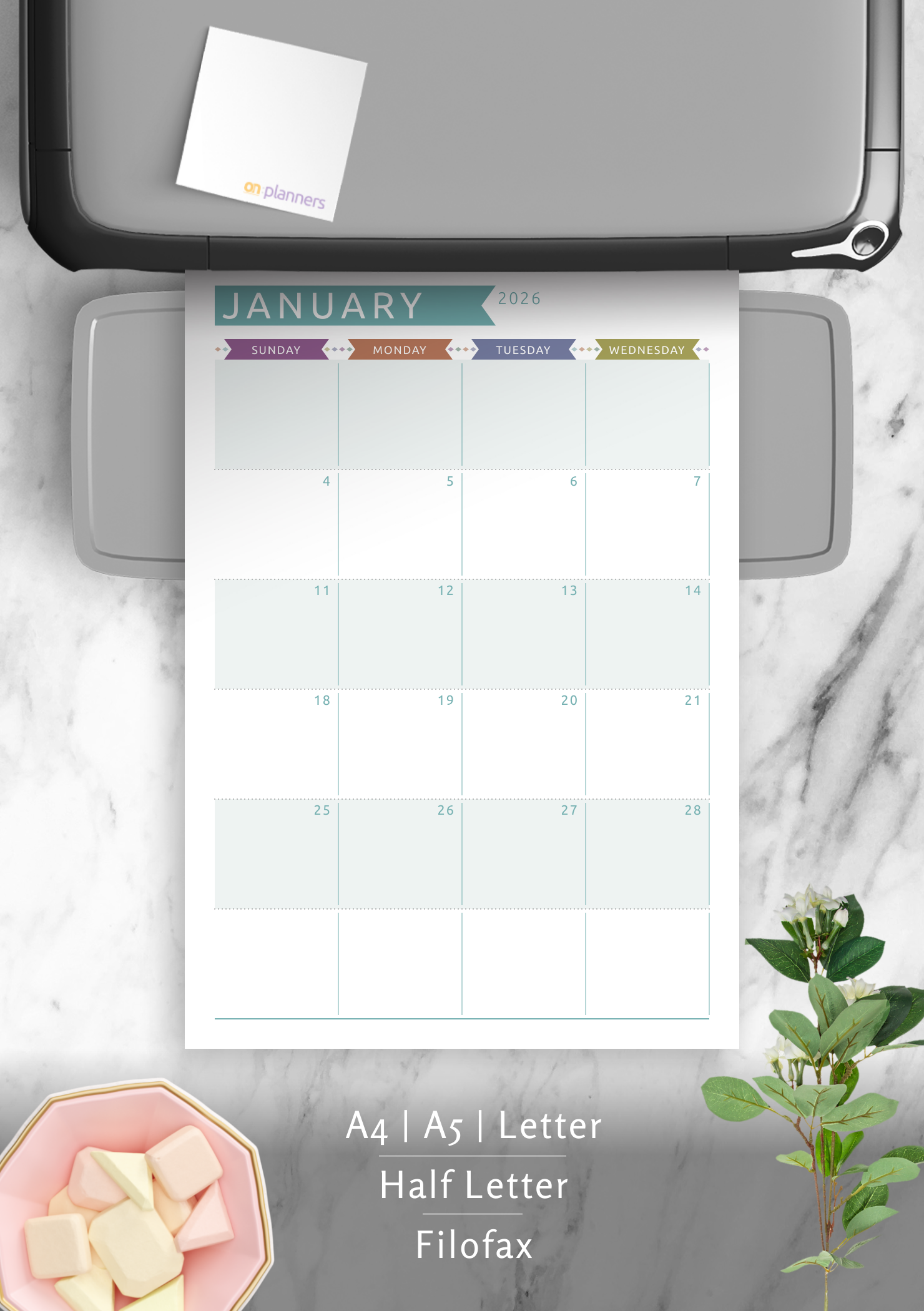 Download Printable Dated Monthly Calendar - Casual Style PDF