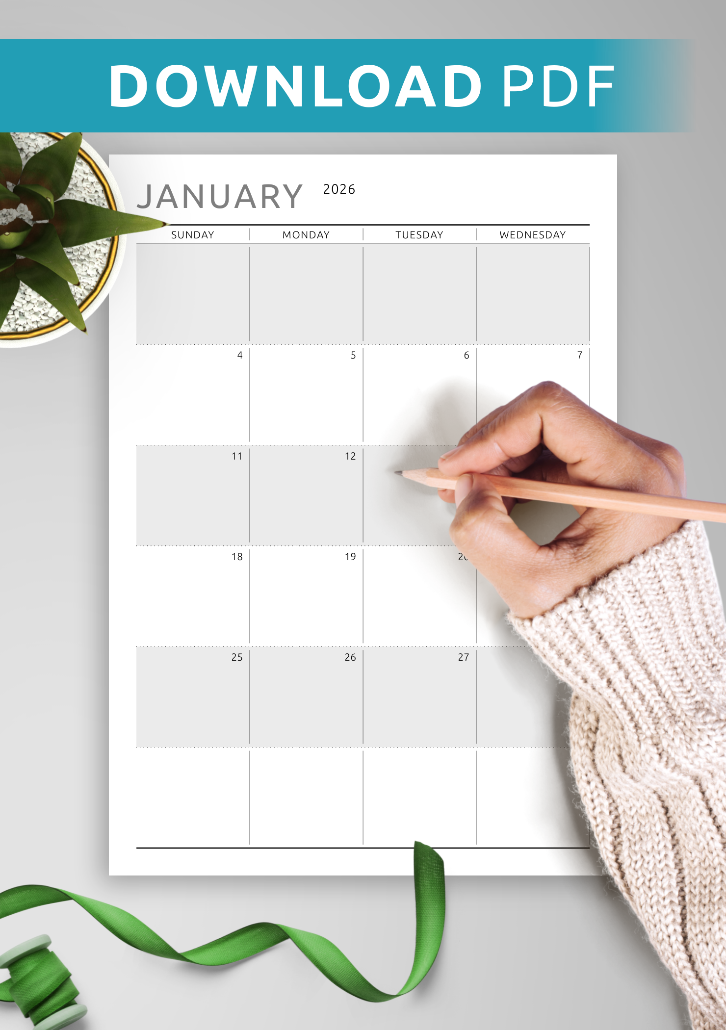 Download Printable Dated Monthly Calendar - Original Style PDF