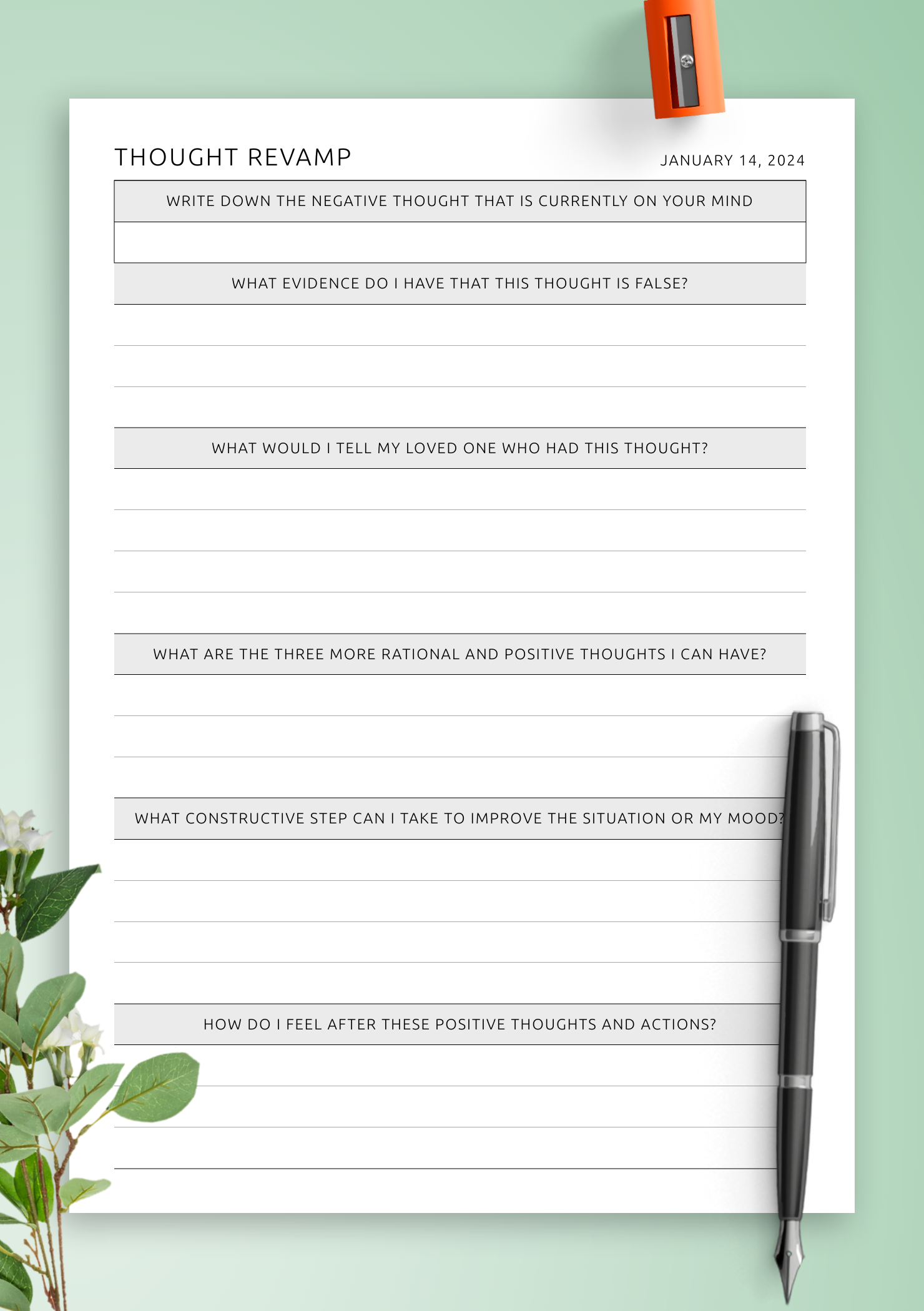 Download Printable ADHD Reflection Journal – Thought Organizer PDF