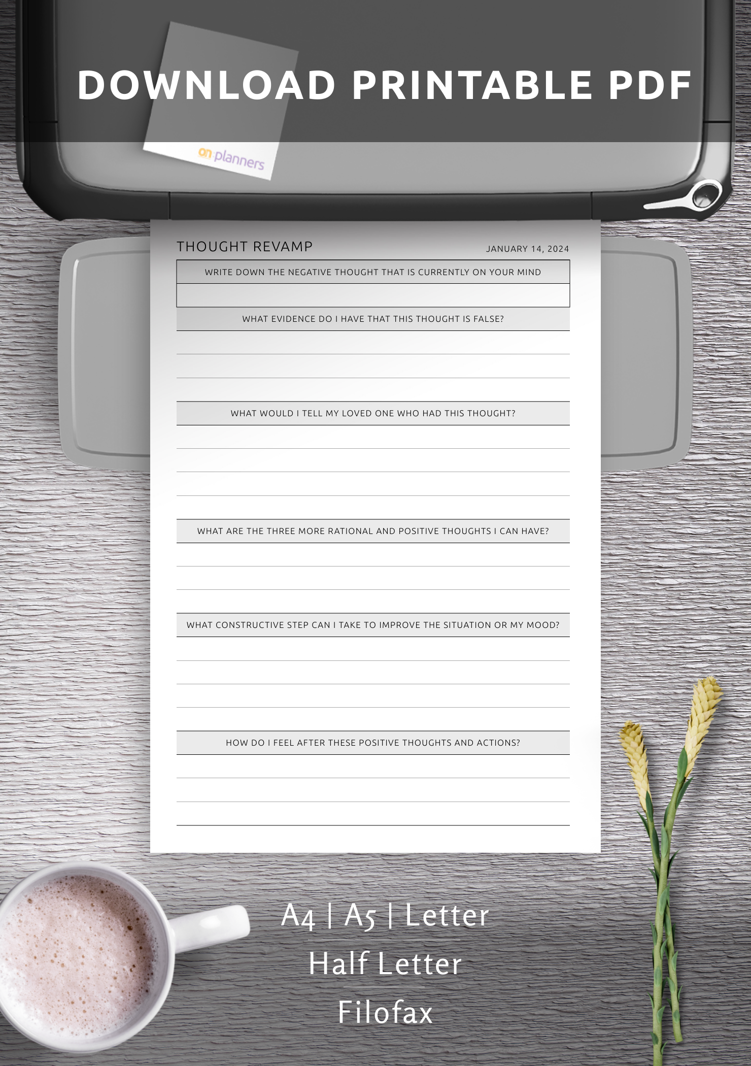 Download Printable ADHD Reflection Journal – Thought Organizer PDF