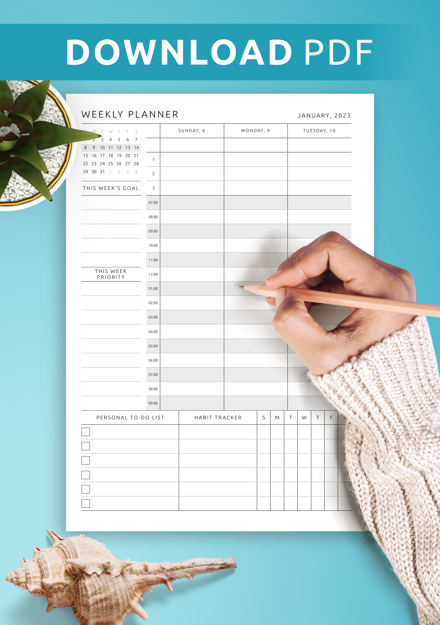 Download Printable Dated Weekly Planner - Original Style PDF