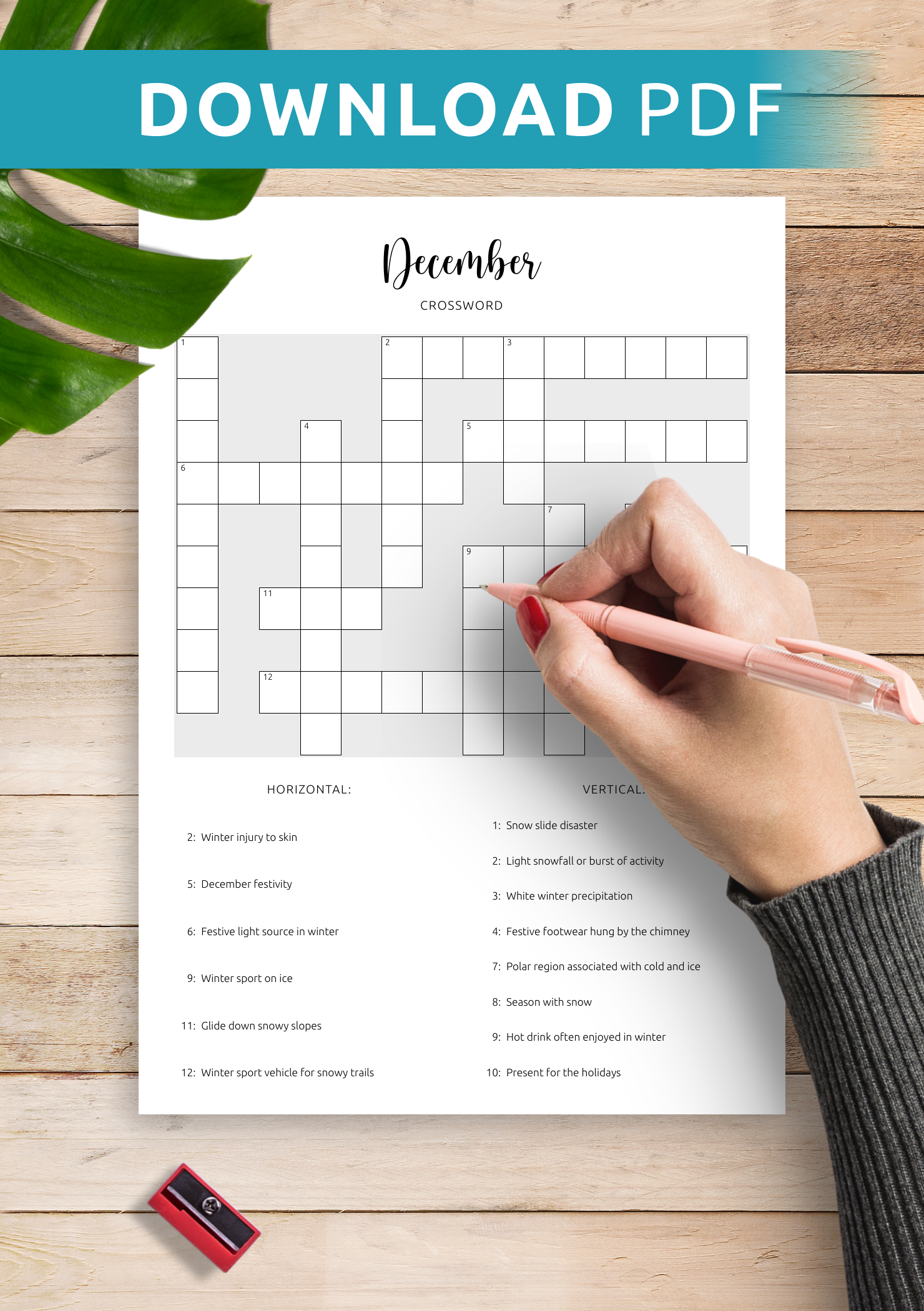 Download Printable December Crossword PDF – Festive Holiday Challenge