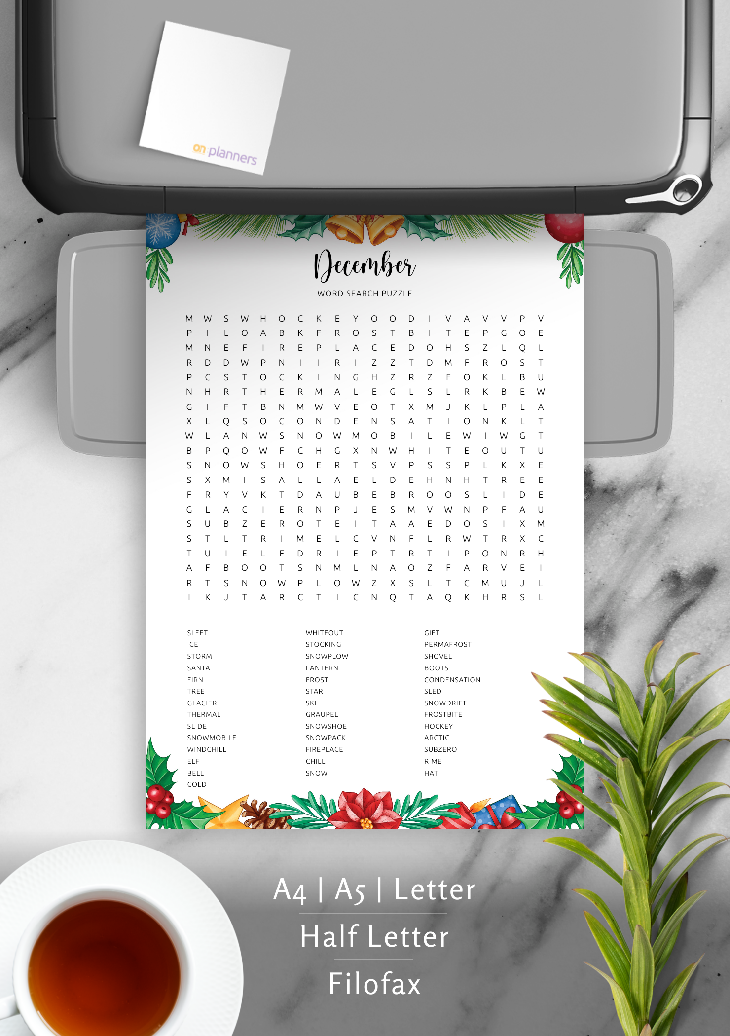 Download Printable December Word Search in PDF
