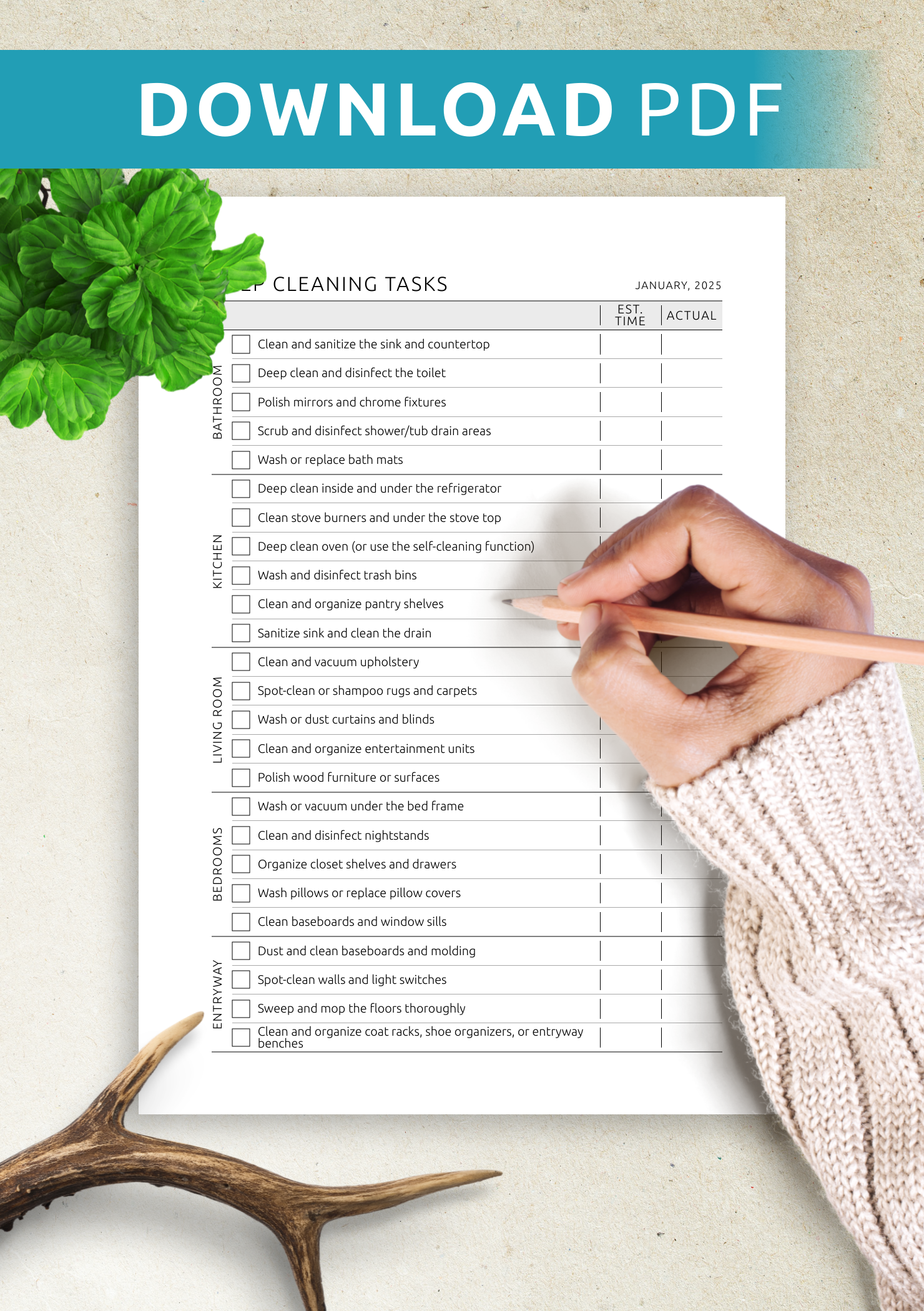 Download Printable Deep Cleaning Tasks PDF