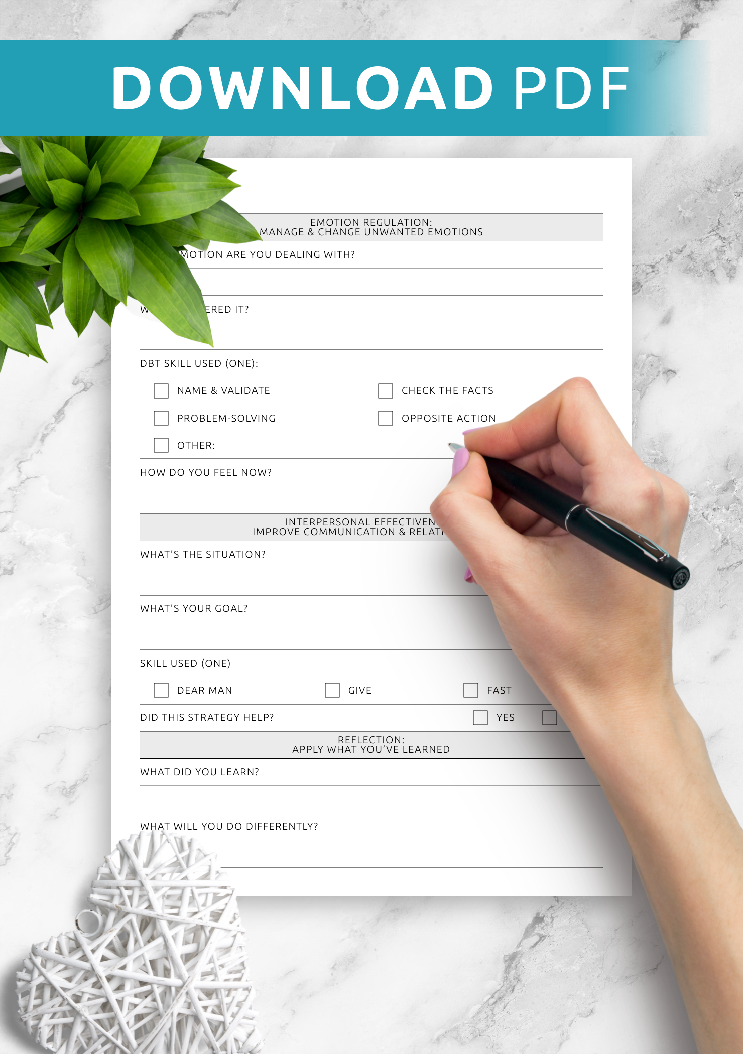 DBT Worksheet – Build Emotional Regulation & Mindfulness Skills