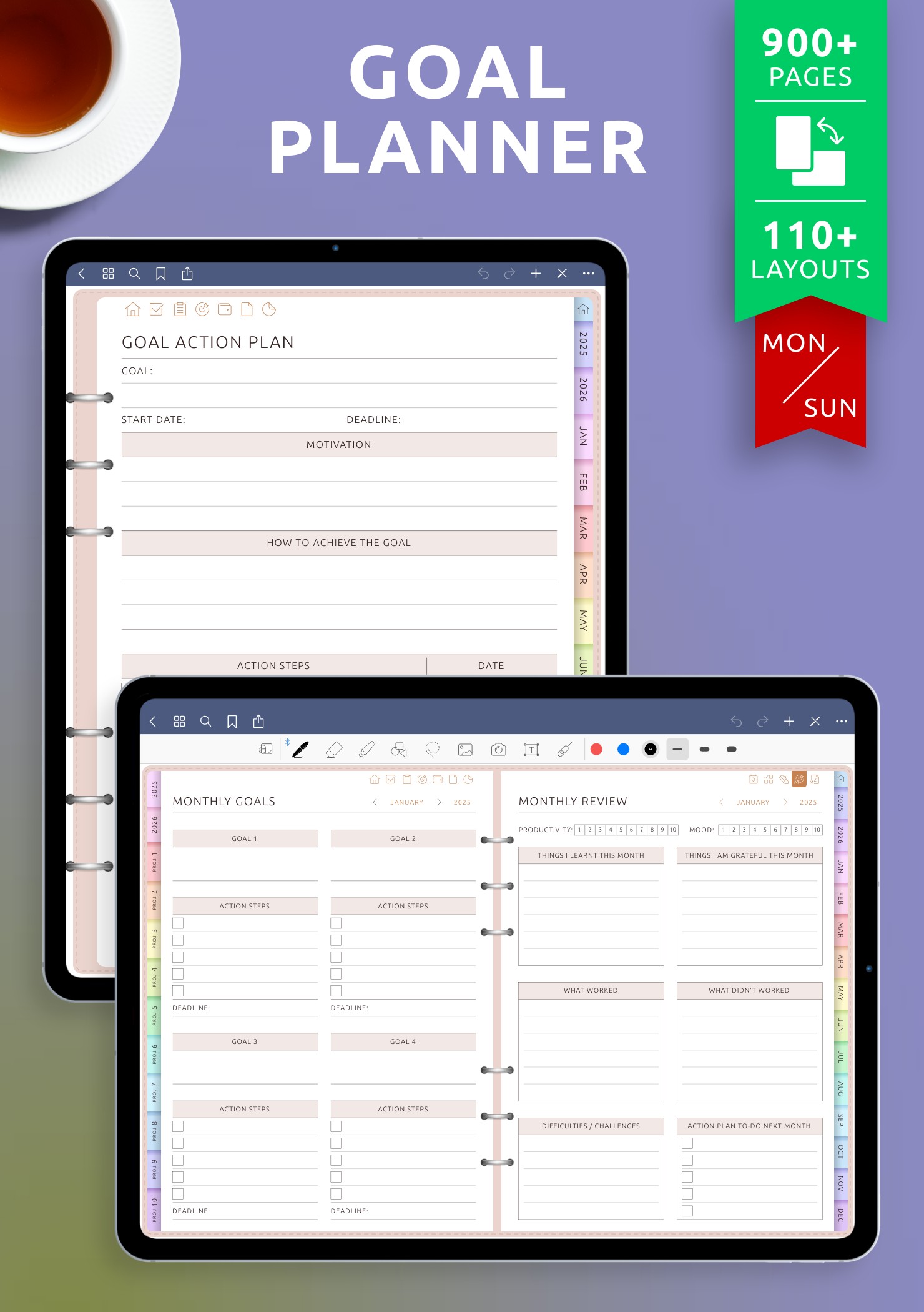 Download Digital Goal Planner PDF for GoodNotes, iPad