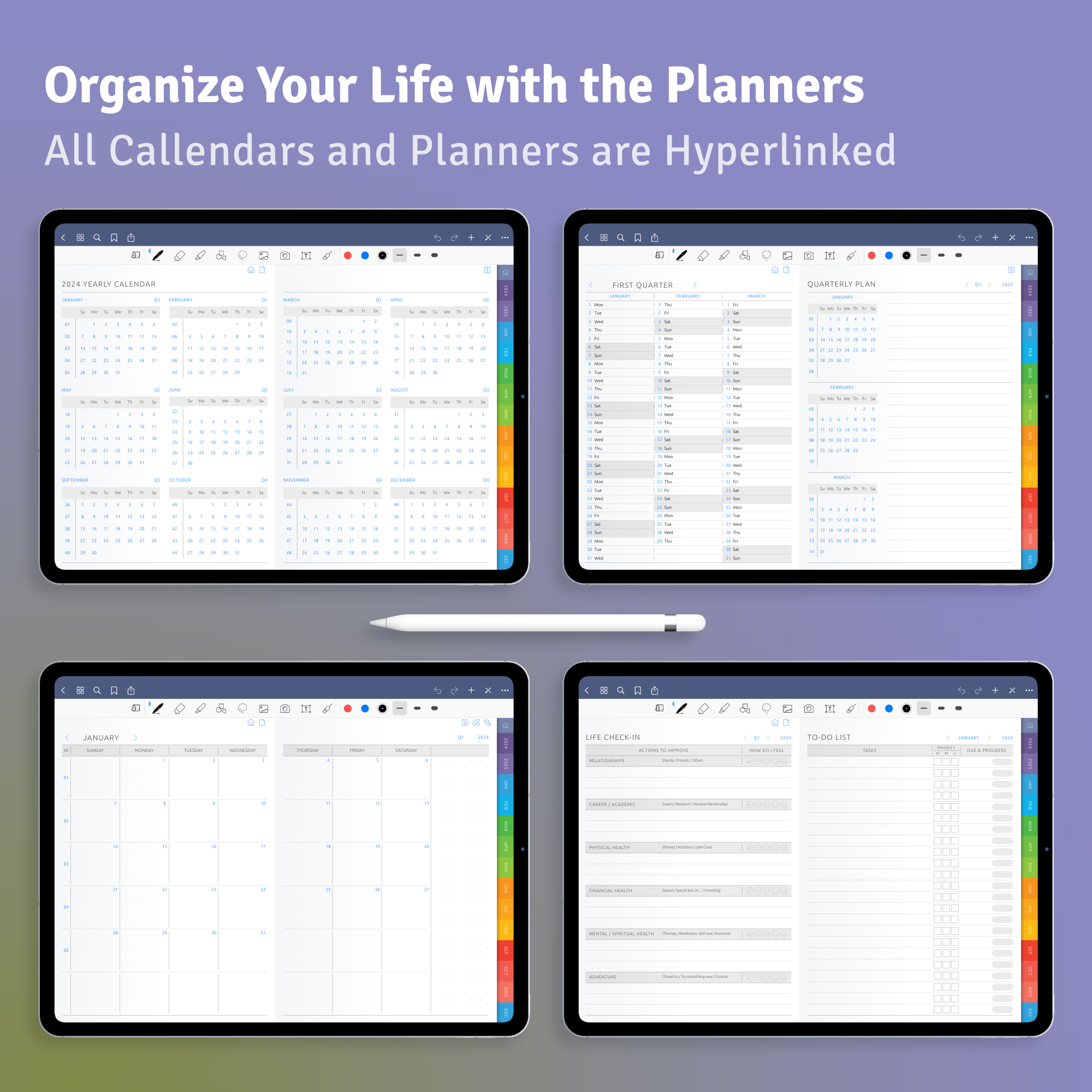 Download 2024 - 2029 Monthly Calendar (5 years) for GoodNotes, iPad, etc