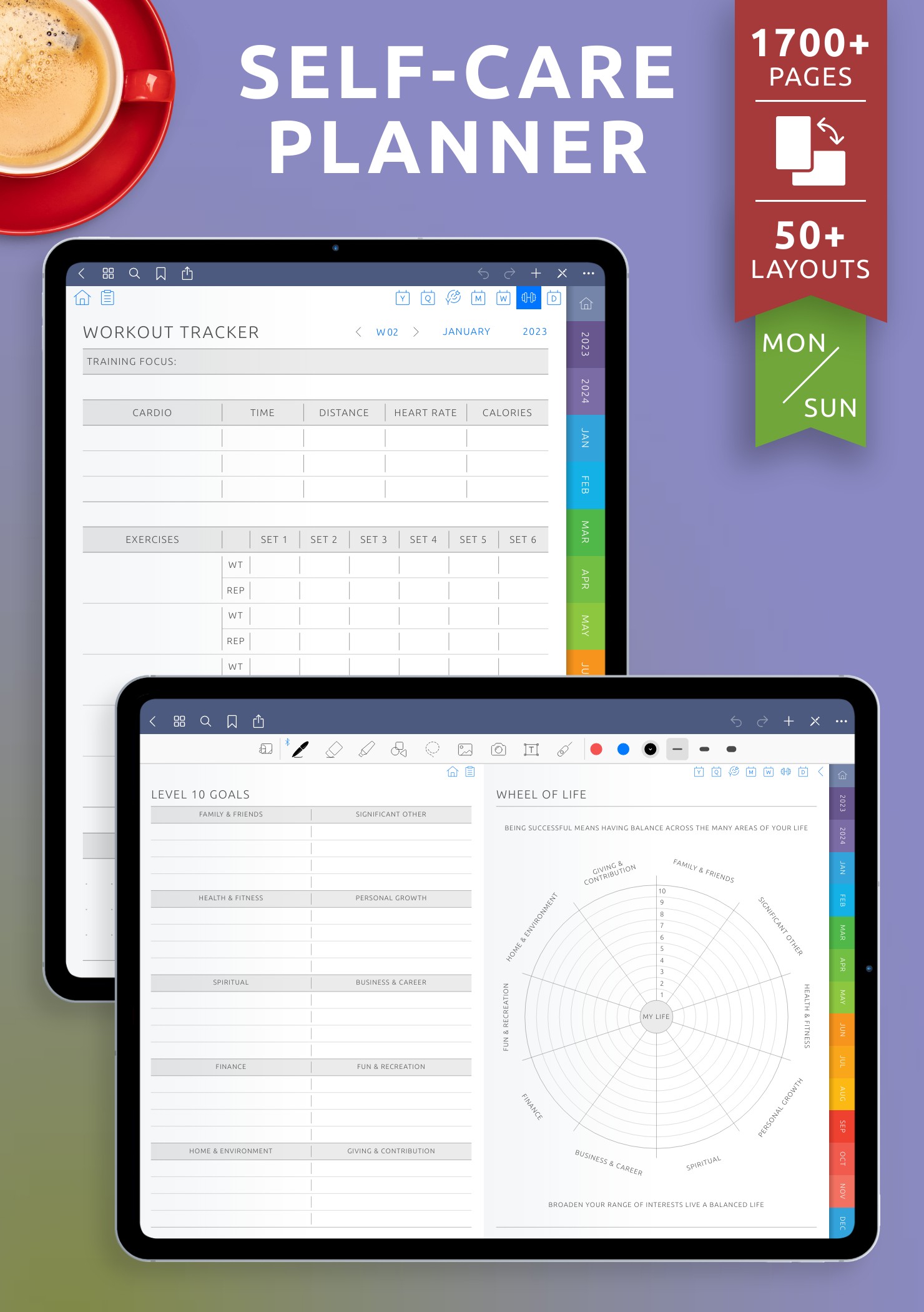 Download Digital Wellness Planner PDF for GoodNotes, iPad