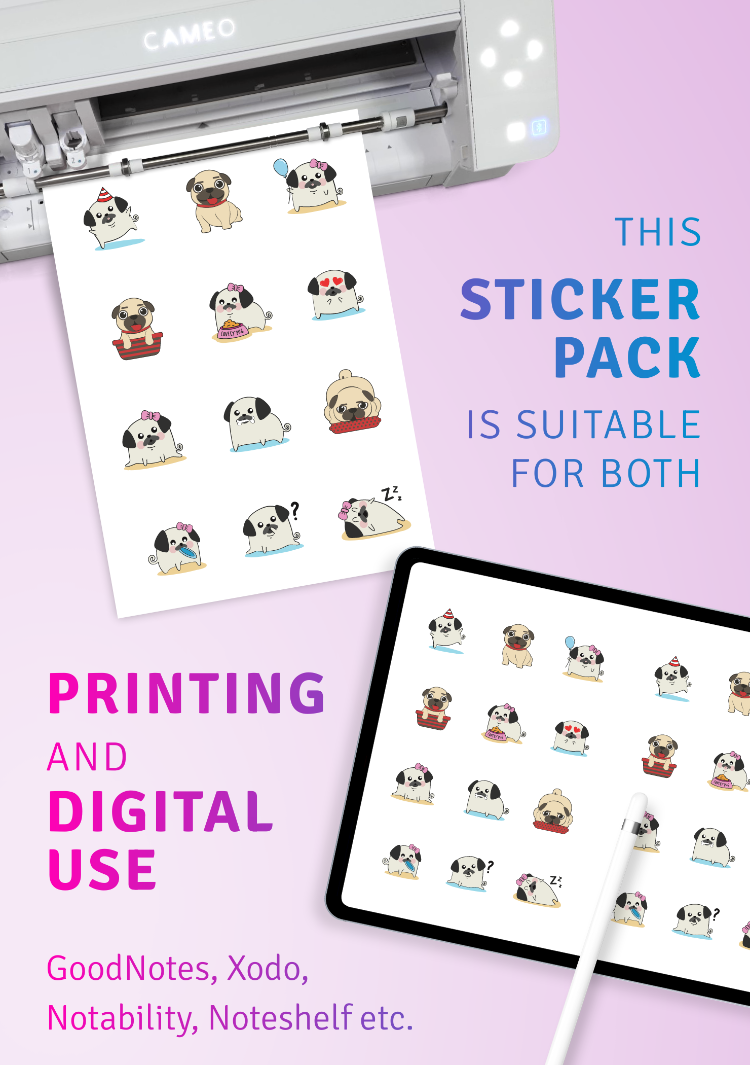 Download Funny Pugs Sticker Pack PNG