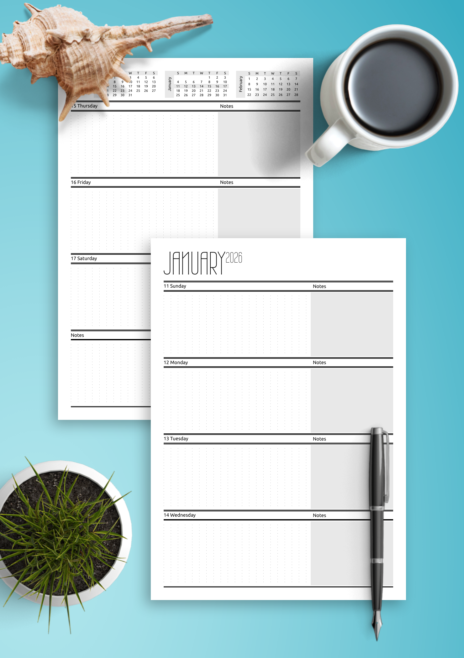 Download Printable Dotted weekly planner PDF