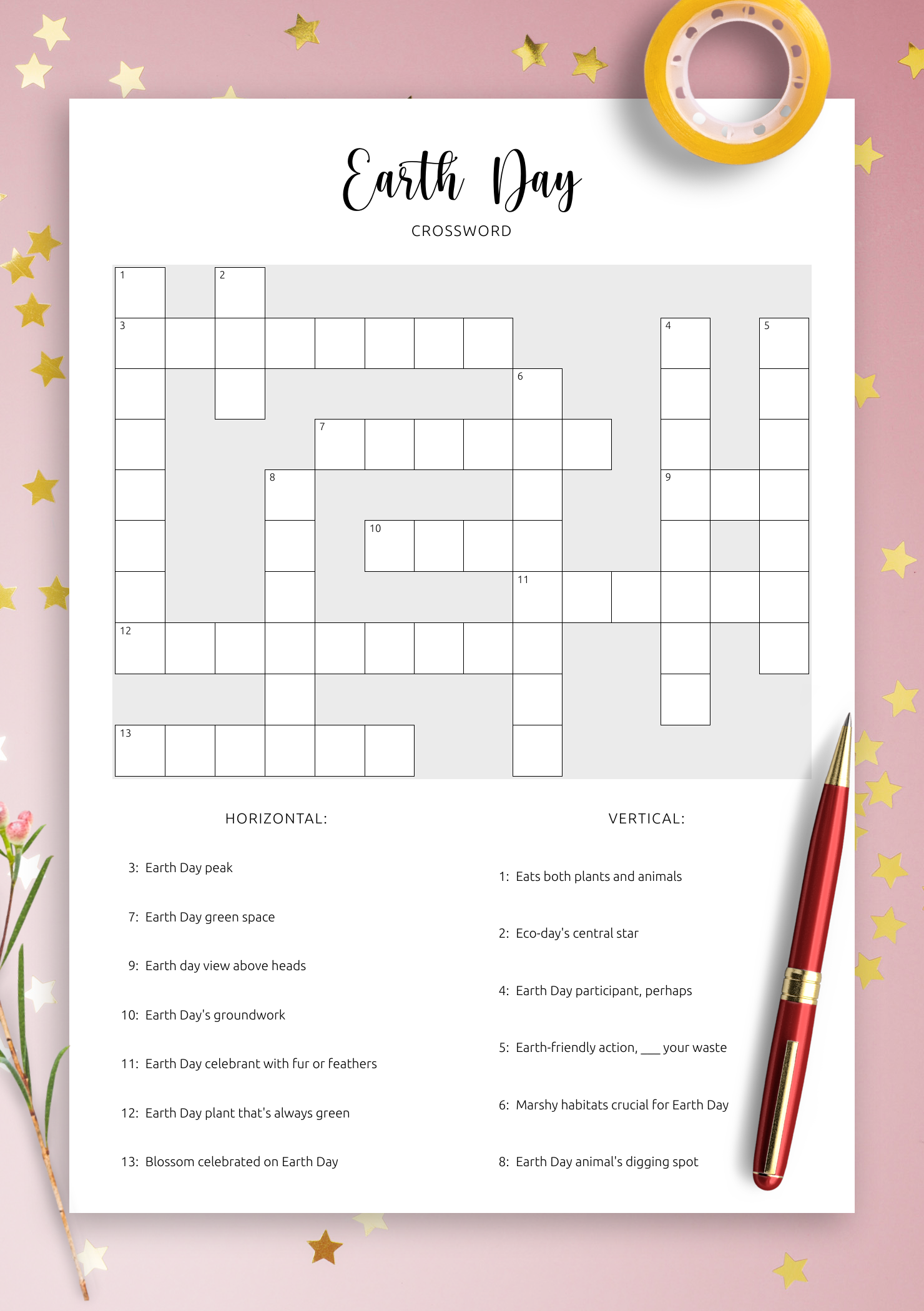 Download Printable Earth Day Crossword Puzzle PDF – Celebrate Our Planet