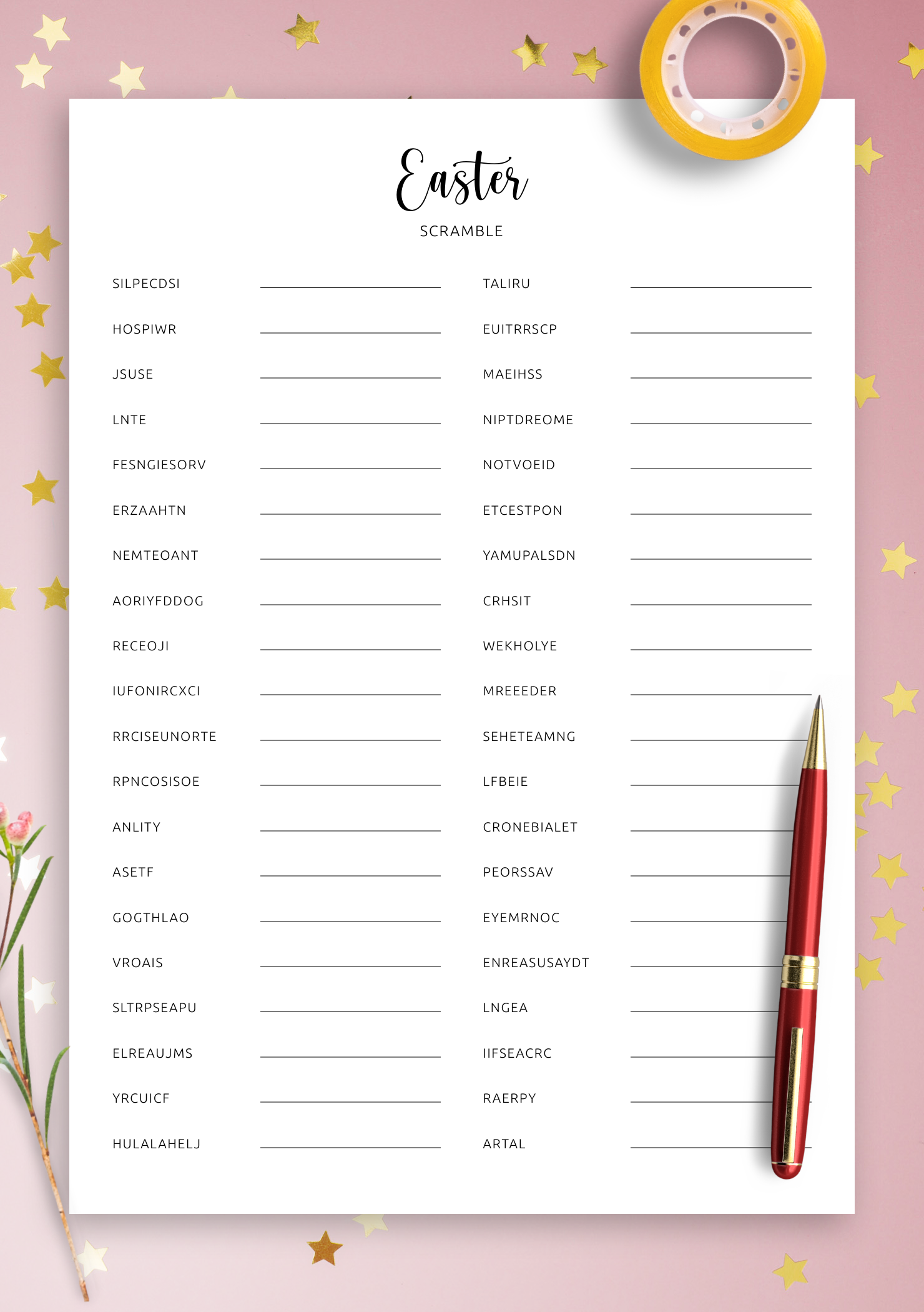 Download Printable Easter Word Scramble PDF