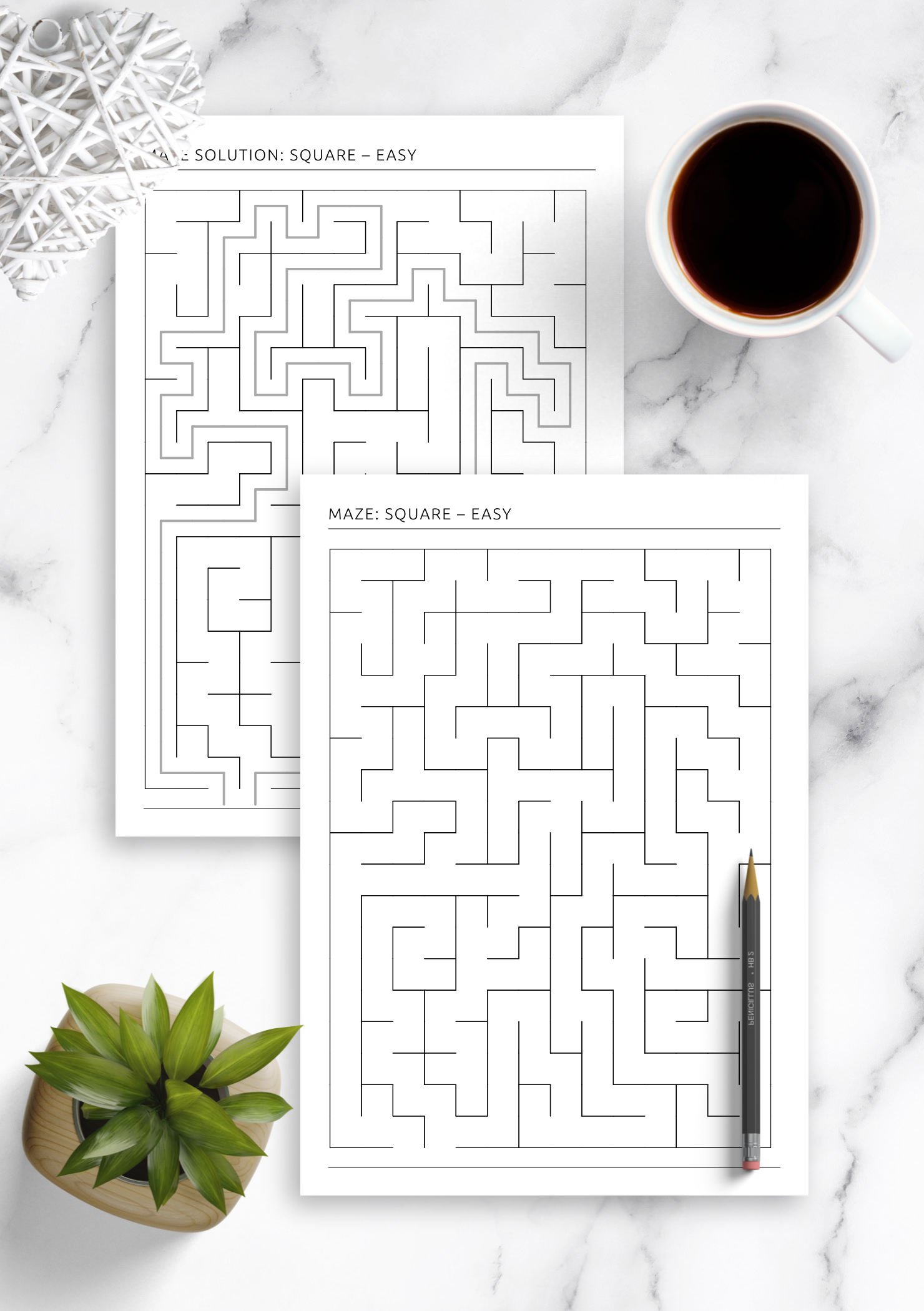 Download Printable Easy Square Maze PDF