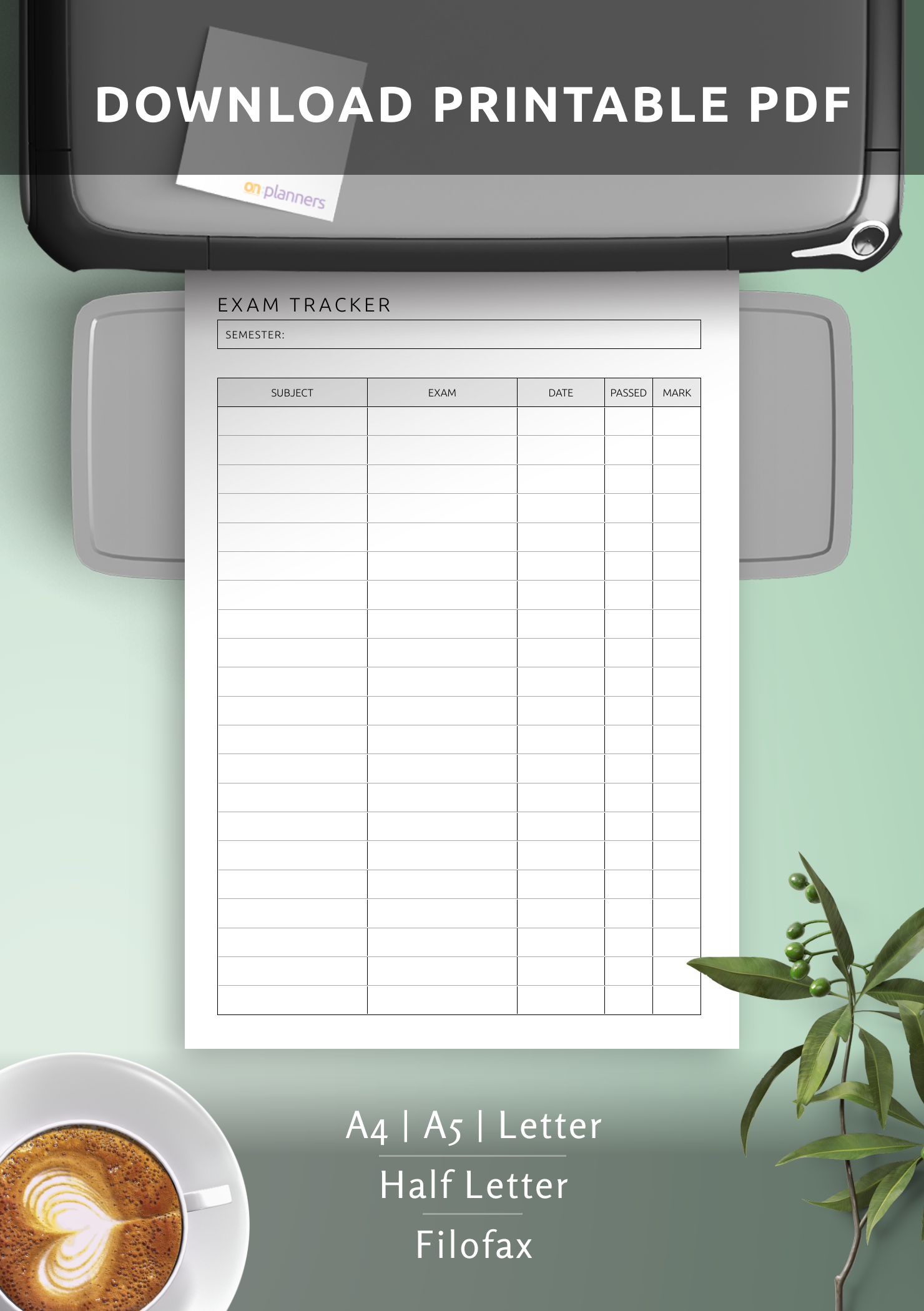 Download Printable Exam Tracker Template PDF