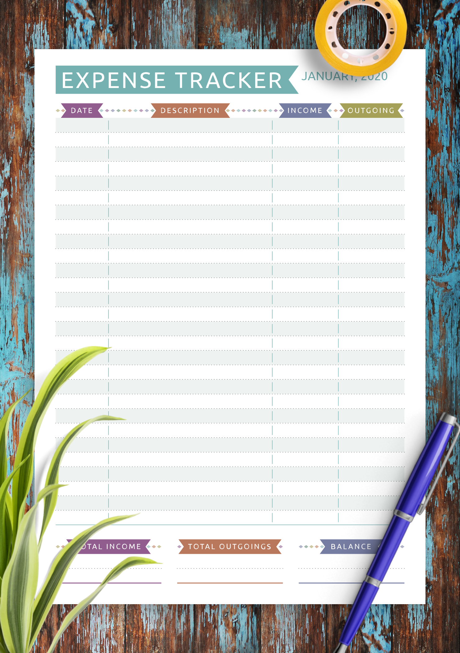 Download Printable Expense Tracker - Casual Style PDF